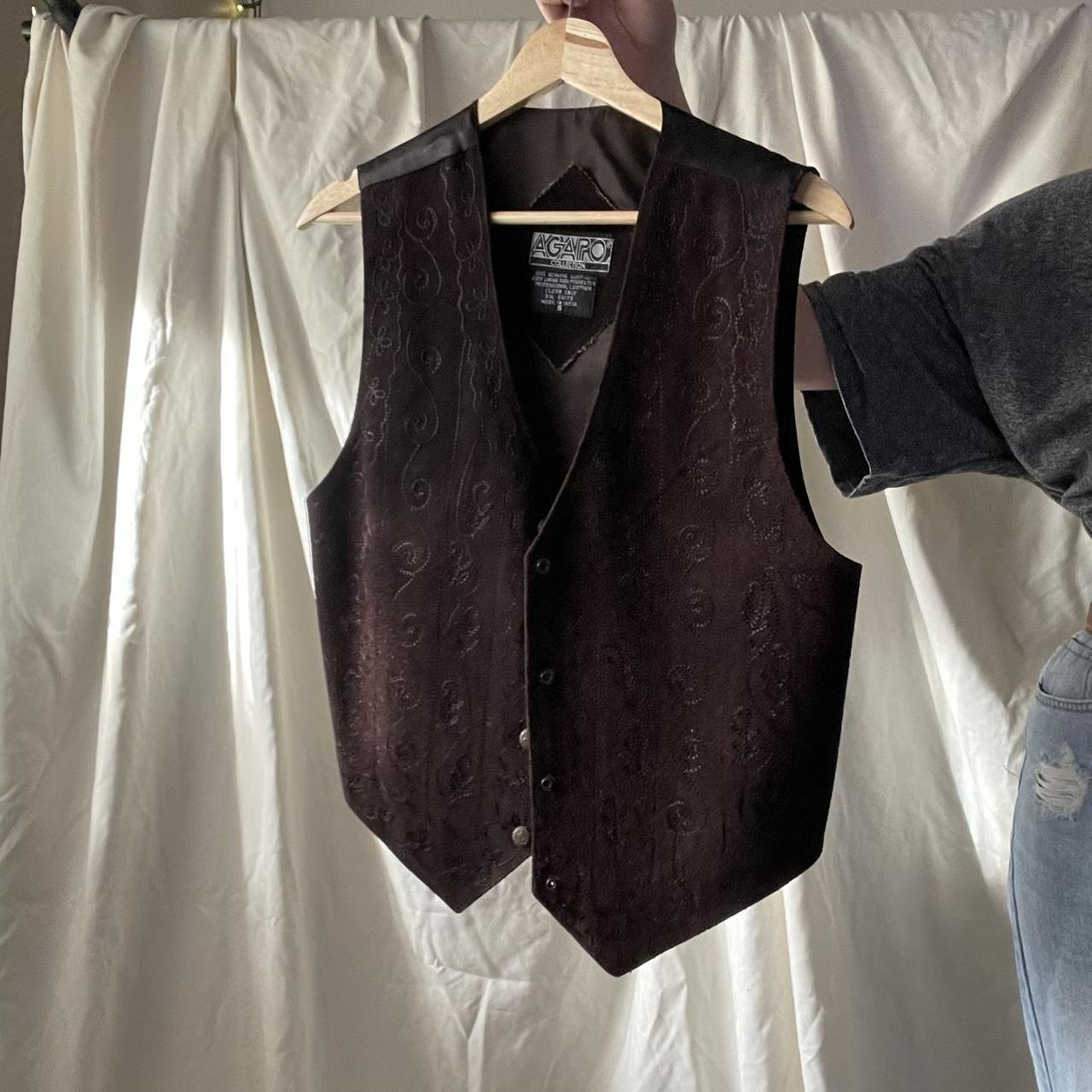 AGAPO 🤎🤠 paisley textured 🤠🤎 leather Vest Paisley... - Depop