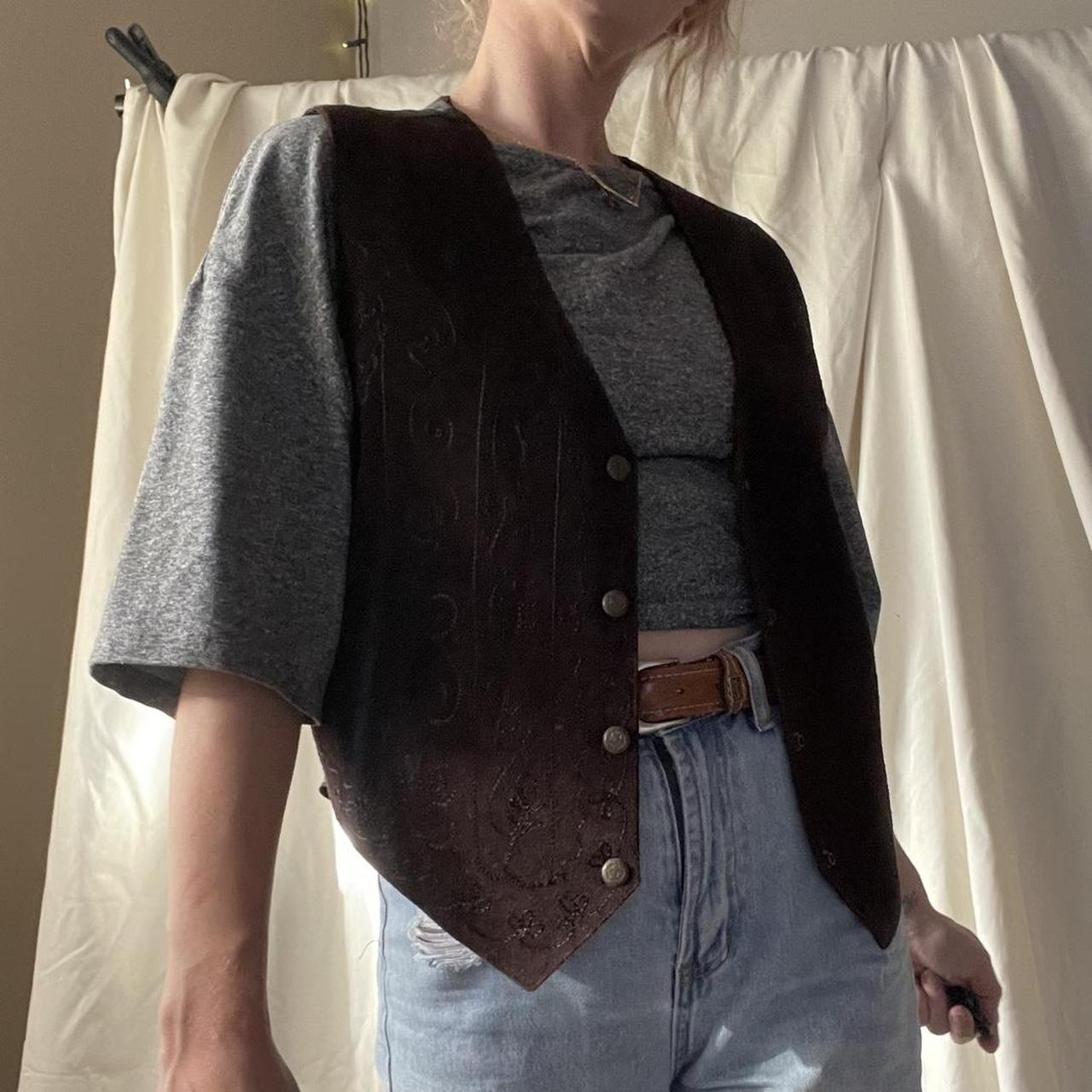 AGAPO 🤎🤠 paisley textured 🤠🤎 leather Vest Paisley... - Depop