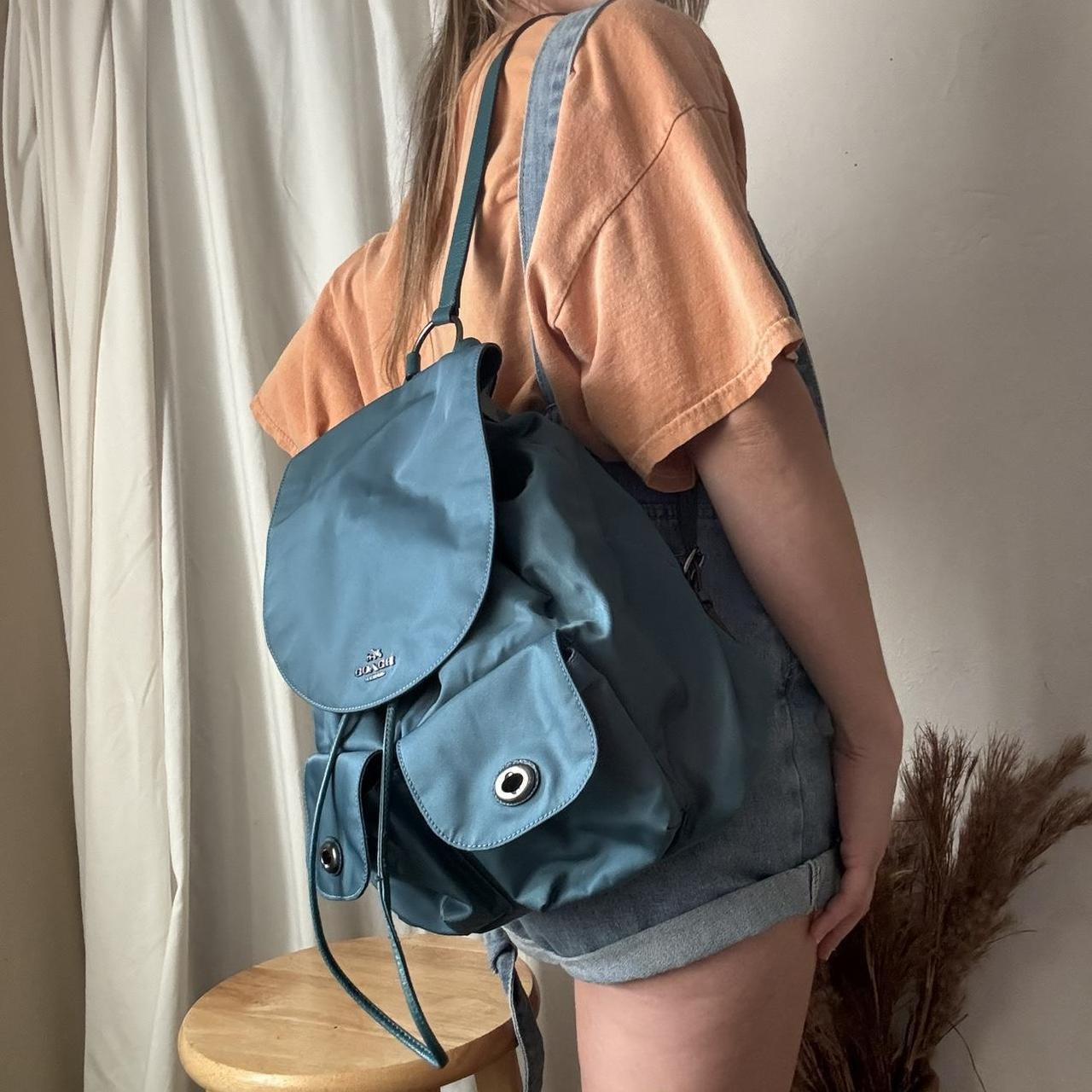 Coach 🦋 ️ like new condition teal blue backpack... - Depop