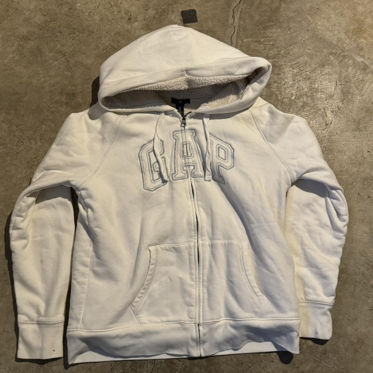 Gap white zip up hoodie Size - M (L for... - Depop