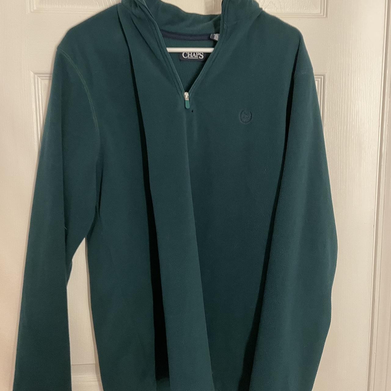 CHAPS EMERALD GREEN FLEECE QUARTER ZIP, says size M... - Depop