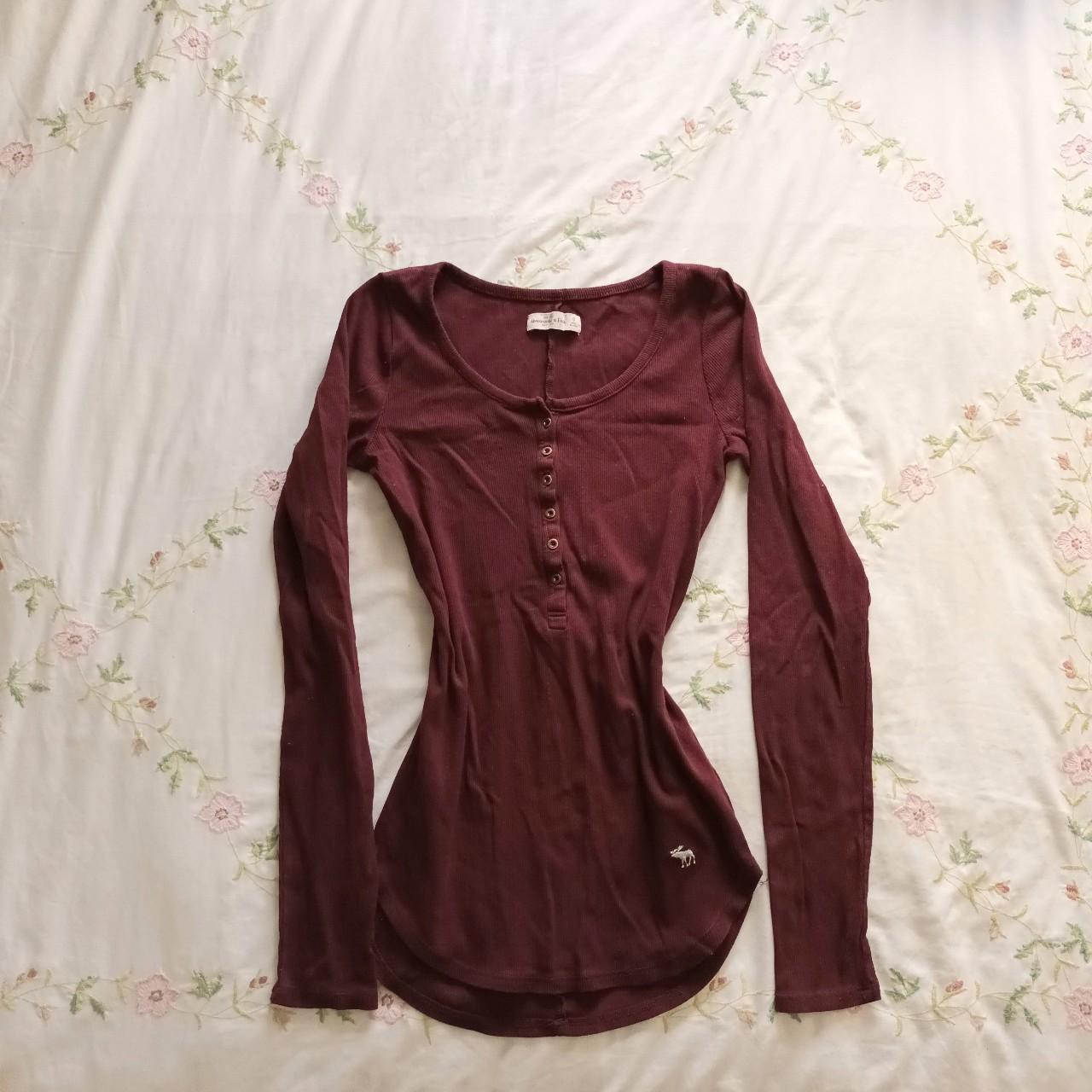 ~Burgundy Abercrombie and Fitch slim fit elena... - Depop
