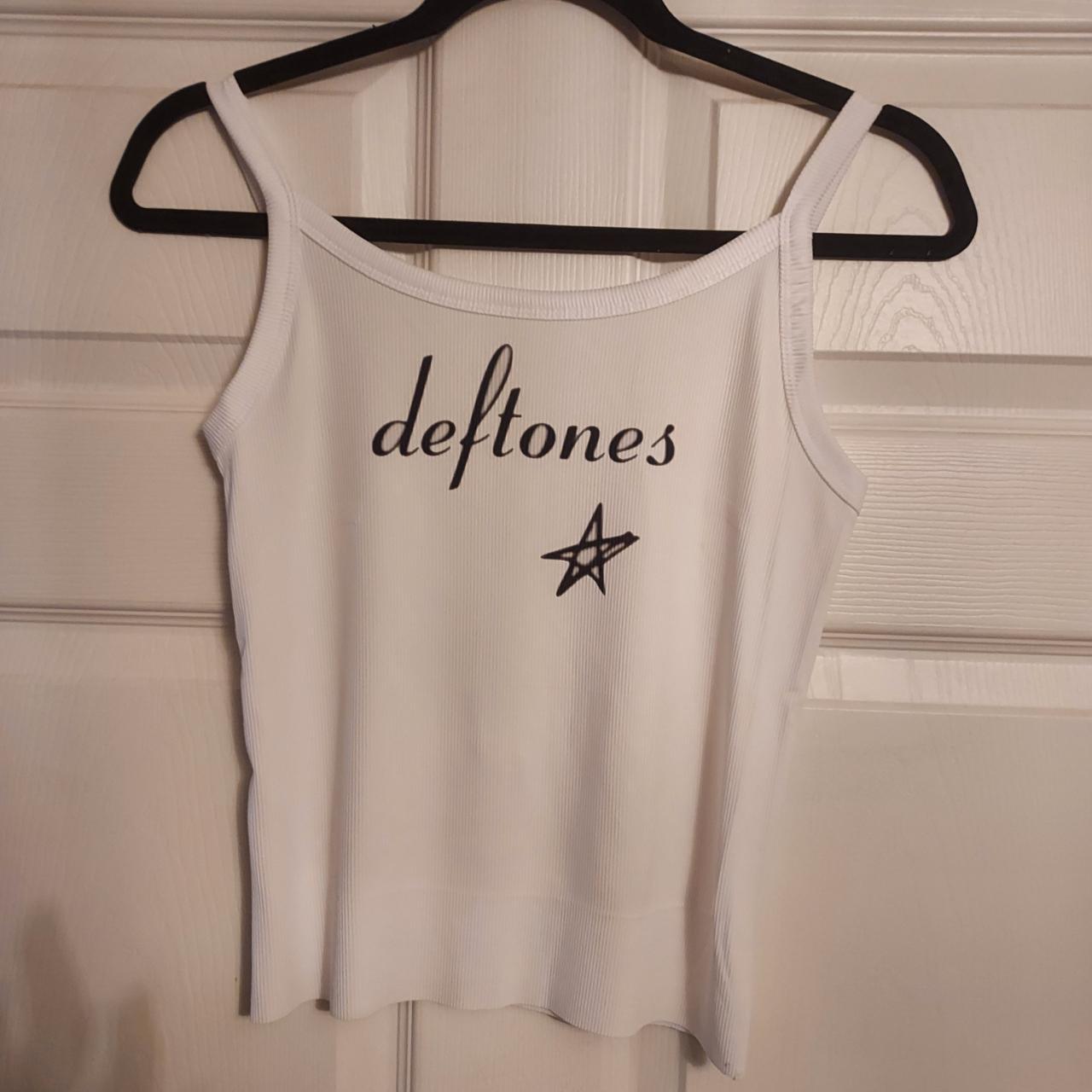 Deftones crop top hand cropped tank top ribbed no... | Depop
