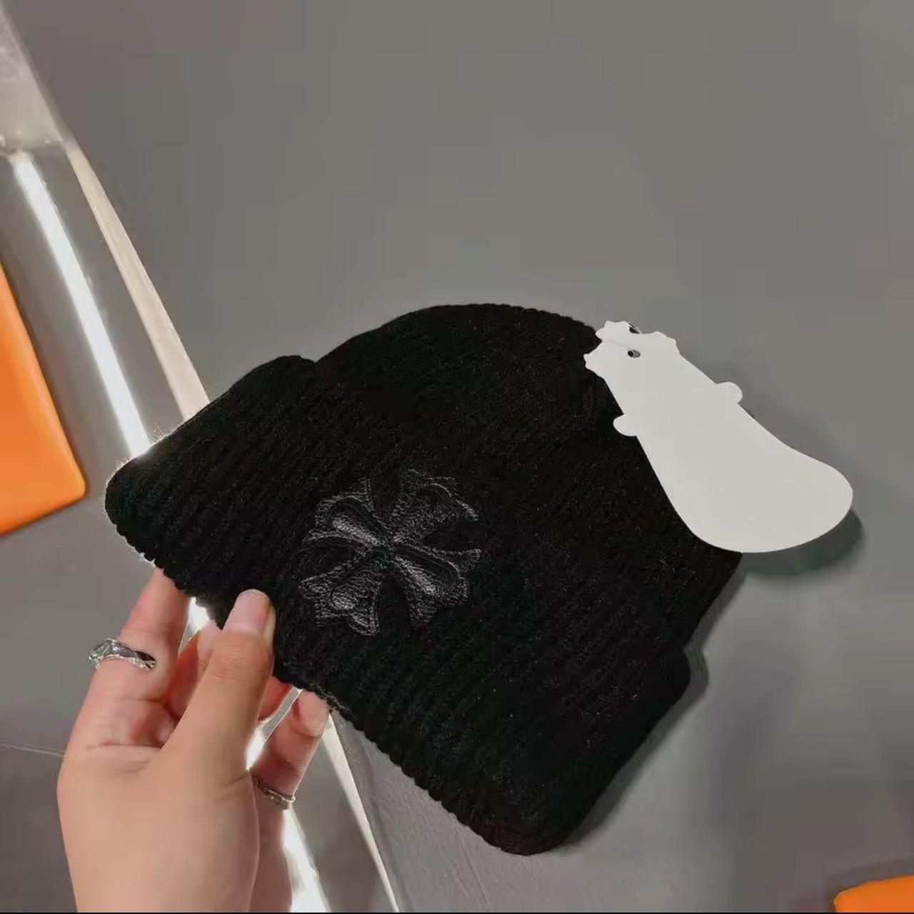 Black and white cross beanie #chrome #grudge #y2k... | Depop