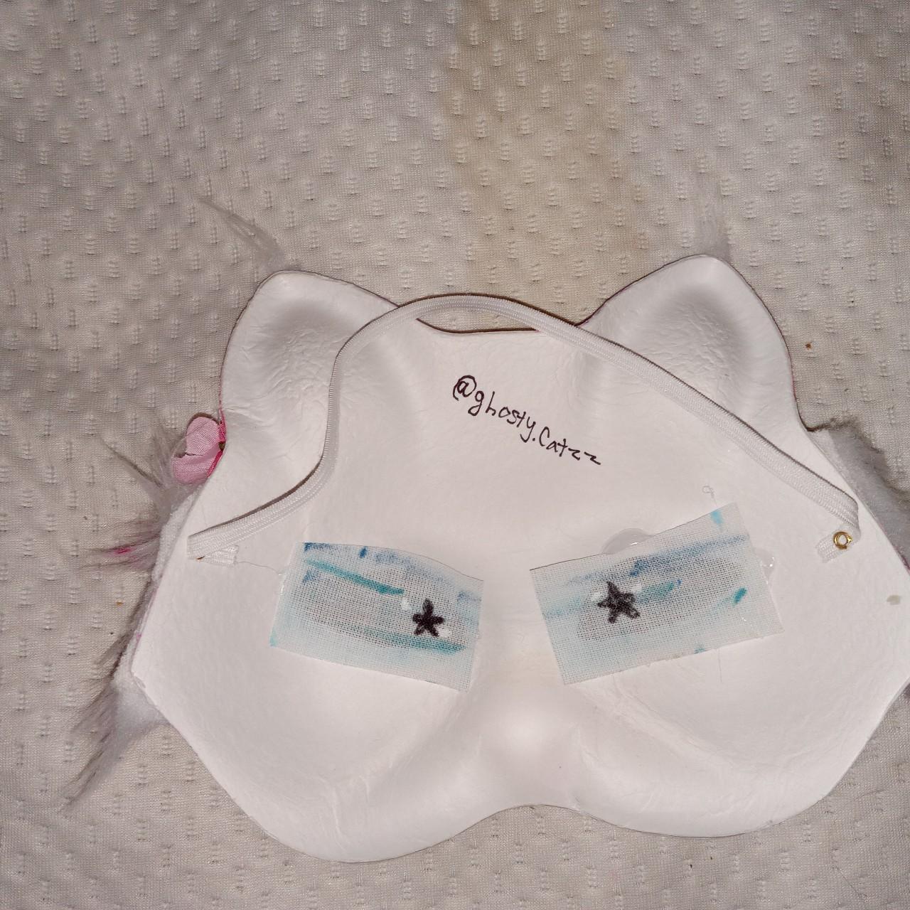 Handmade sakura cat mask #therian #furry #fursuit... - Depop