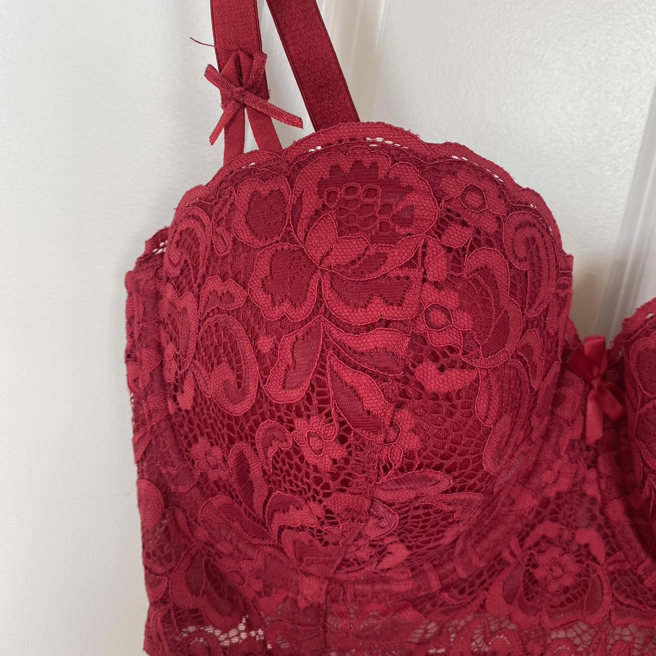 New look red lace bra size 34D. Worn a handful of times - Depop