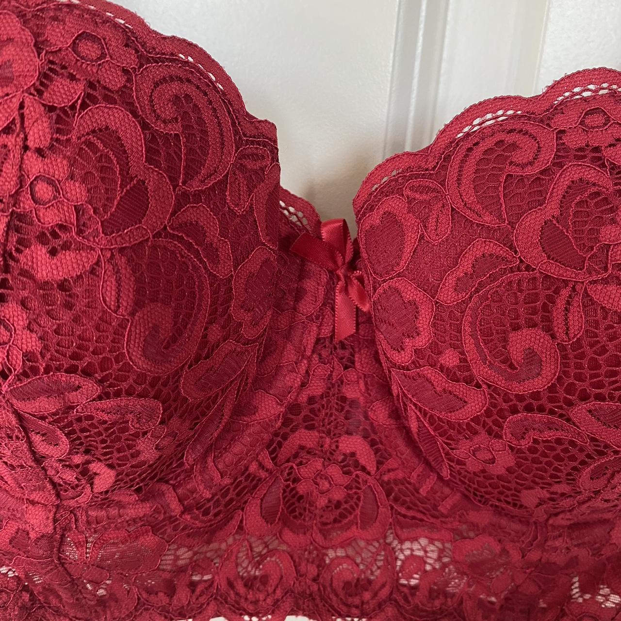 New look red lace bra size 34D. Worn a handful of times - Depop