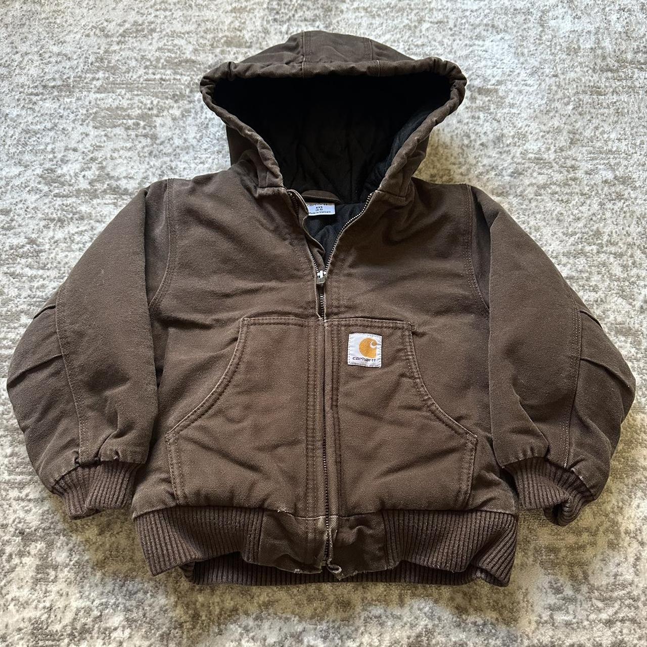 Vintage Carhartt Brown Hooded Jacket Measurements... - Depop