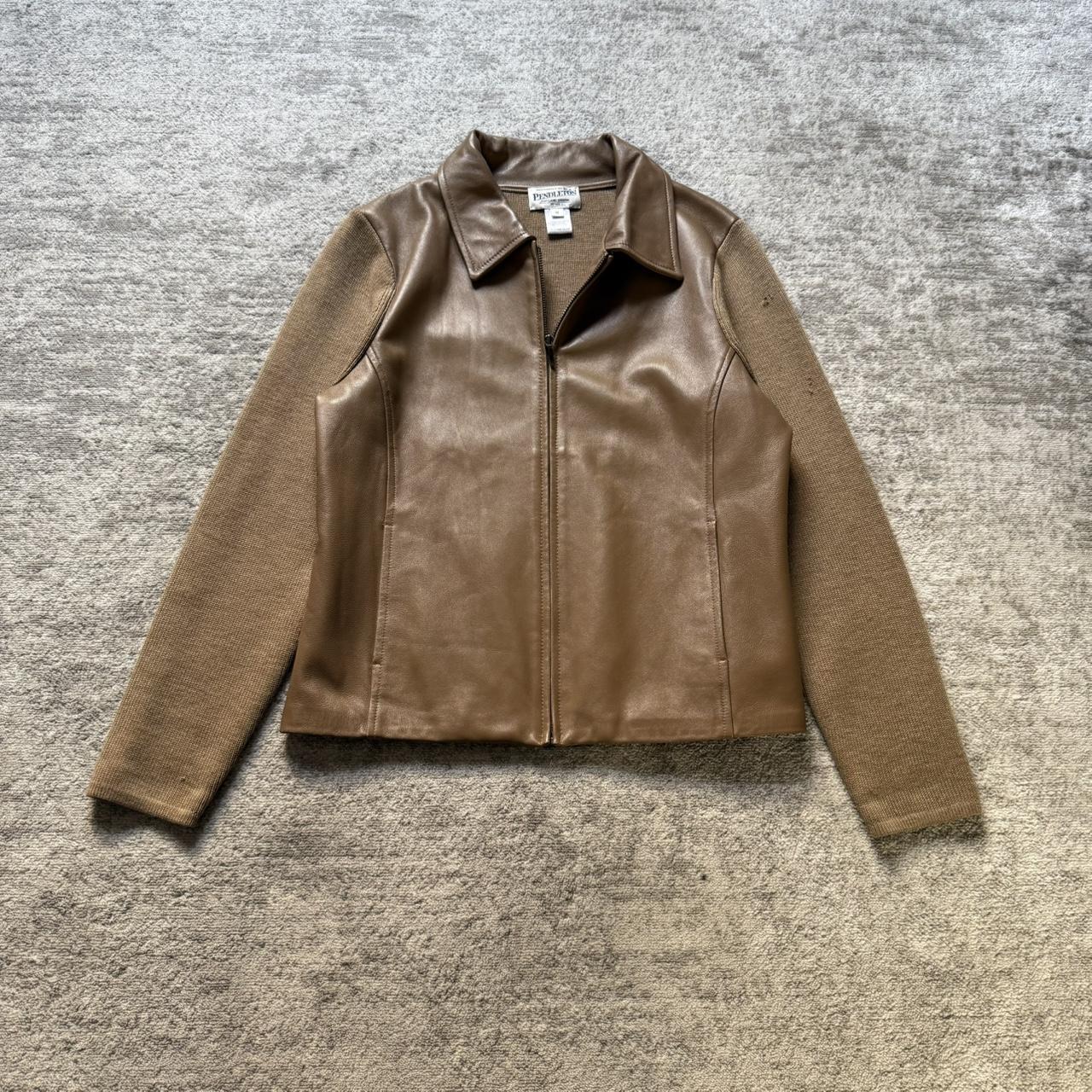 Vintage Pendleton Leather & Wool Hybrid... | Depop