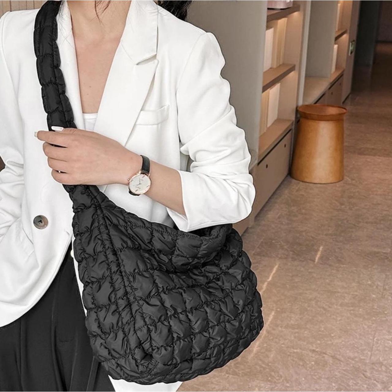 Quilted Padded Crossbody Bag for Women Pleated... - Depop