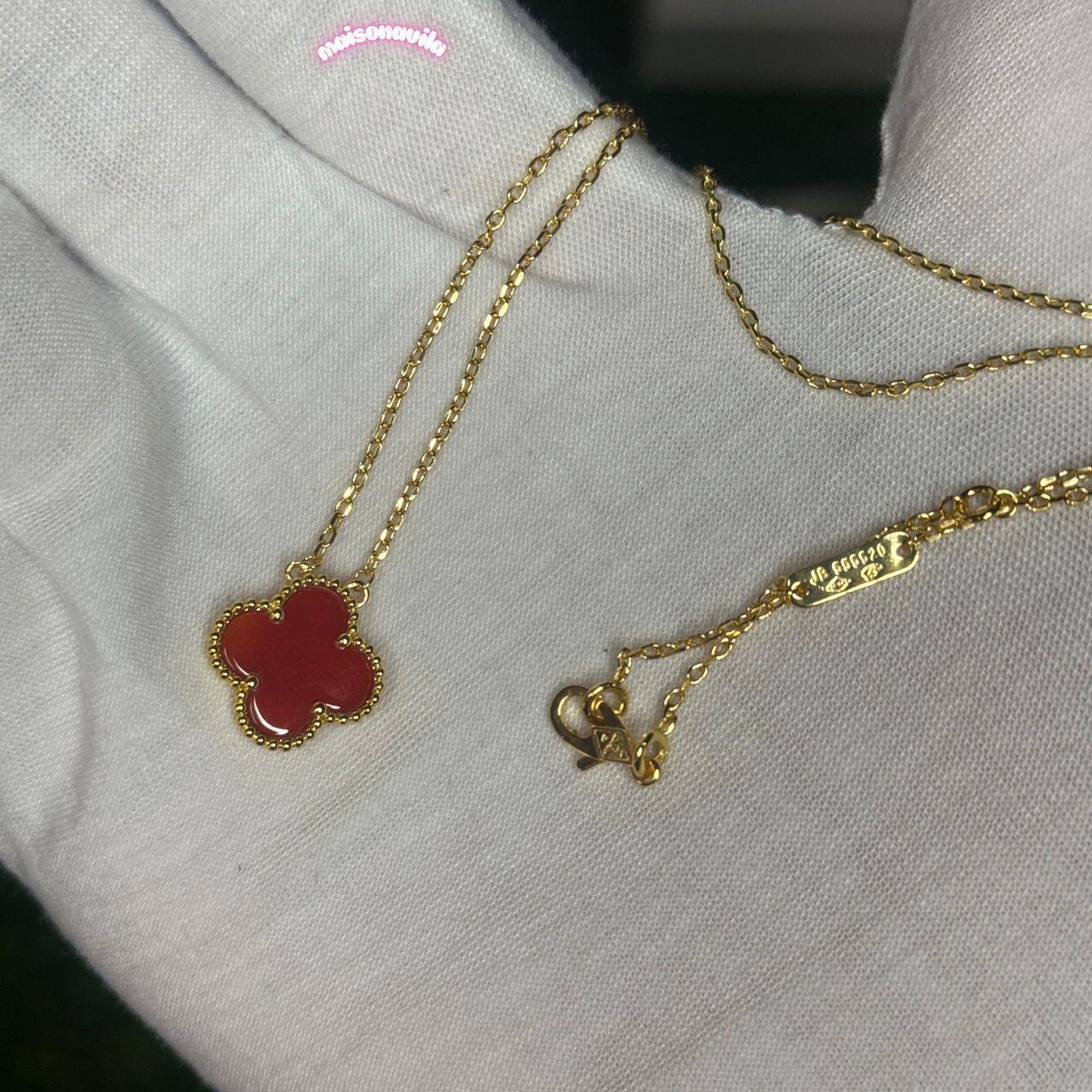Red and Gold Necklace w Engravings 45cm Doesn't... | Depop