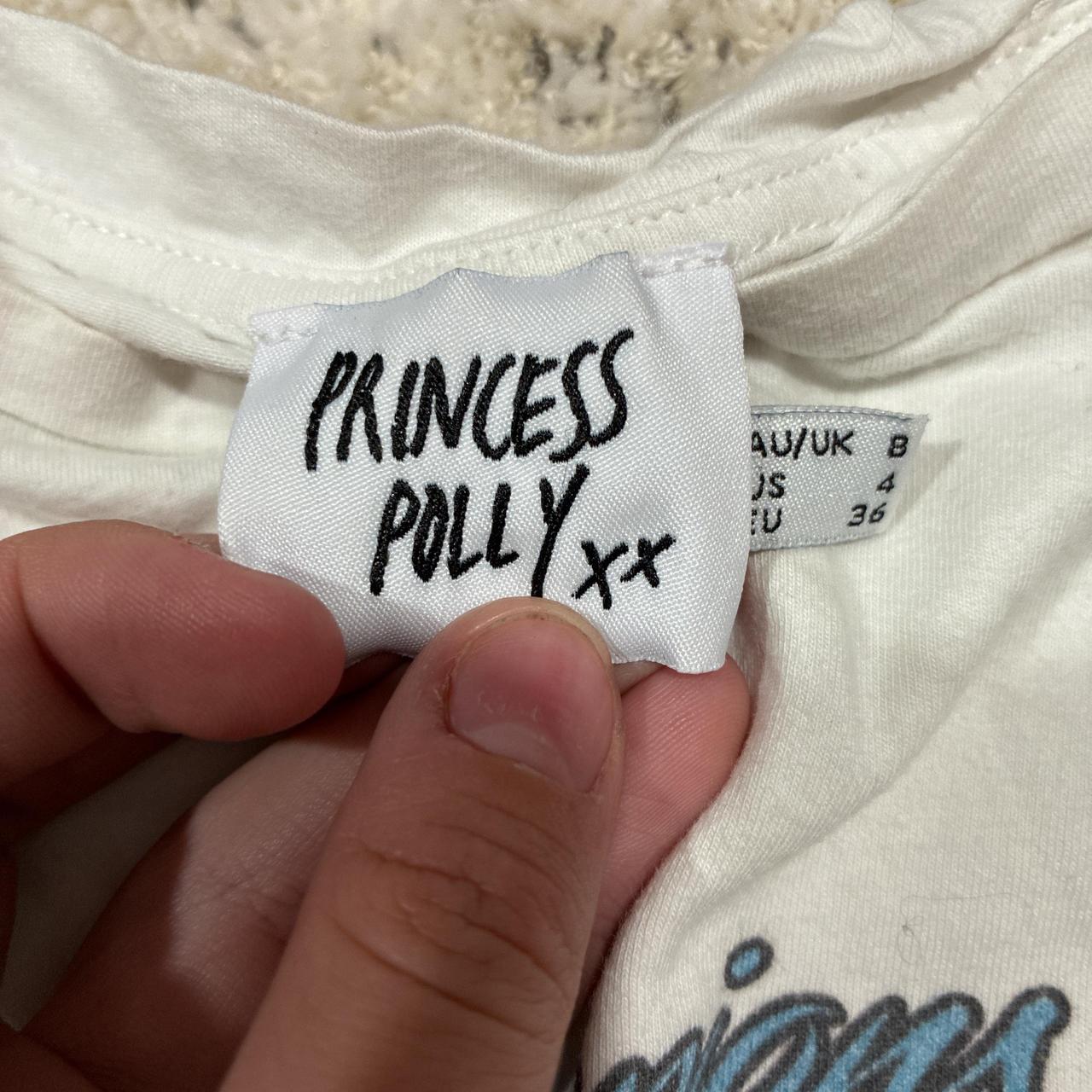Princess Polly White and blue NASCAR racing t-shirt... | Depop