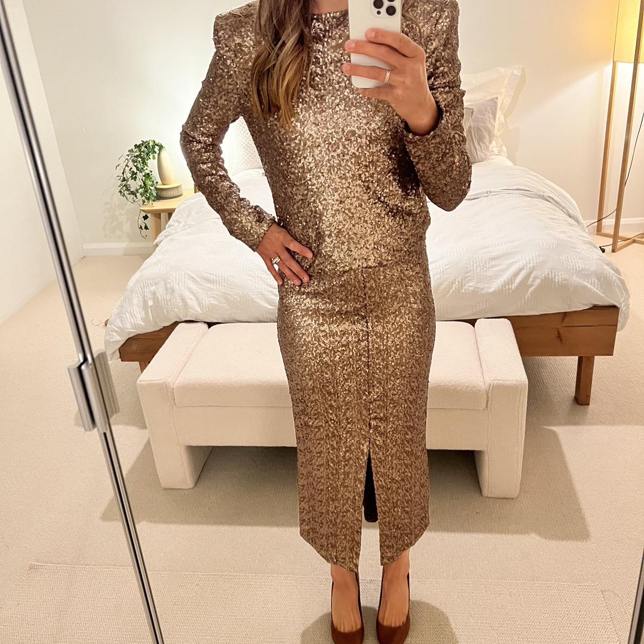 Gorgeous sequin Scanlan Theodore skirt & top set... - Depop