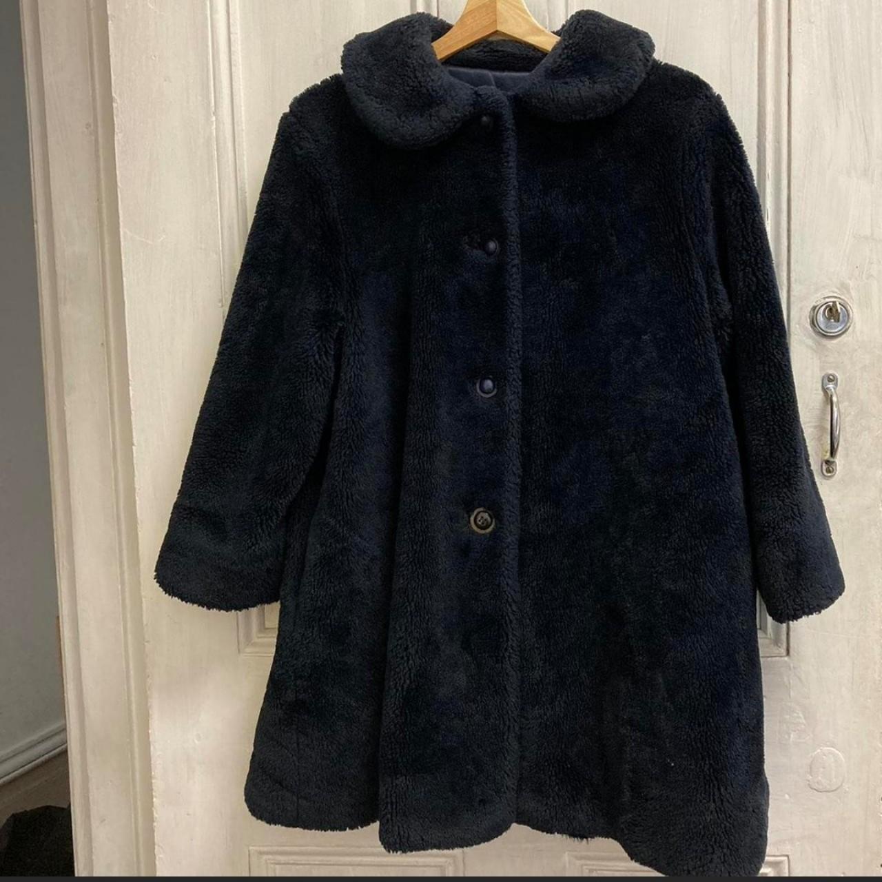 Faux Fur Navy Blue Opera Coat Size L 2 pockets Peter... - Depop