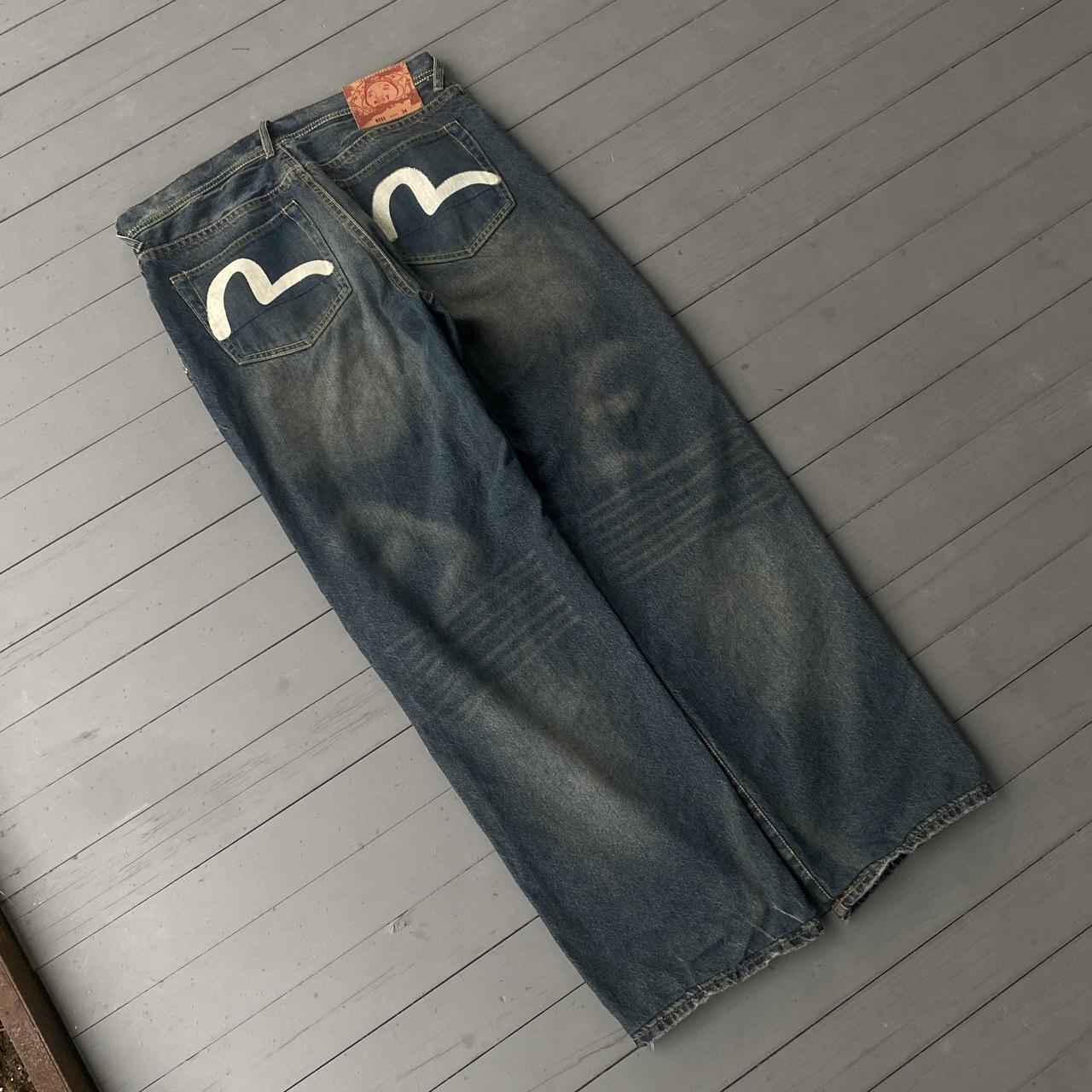 vintage baggy evisu jeans 34x33 selvedge... - Depop