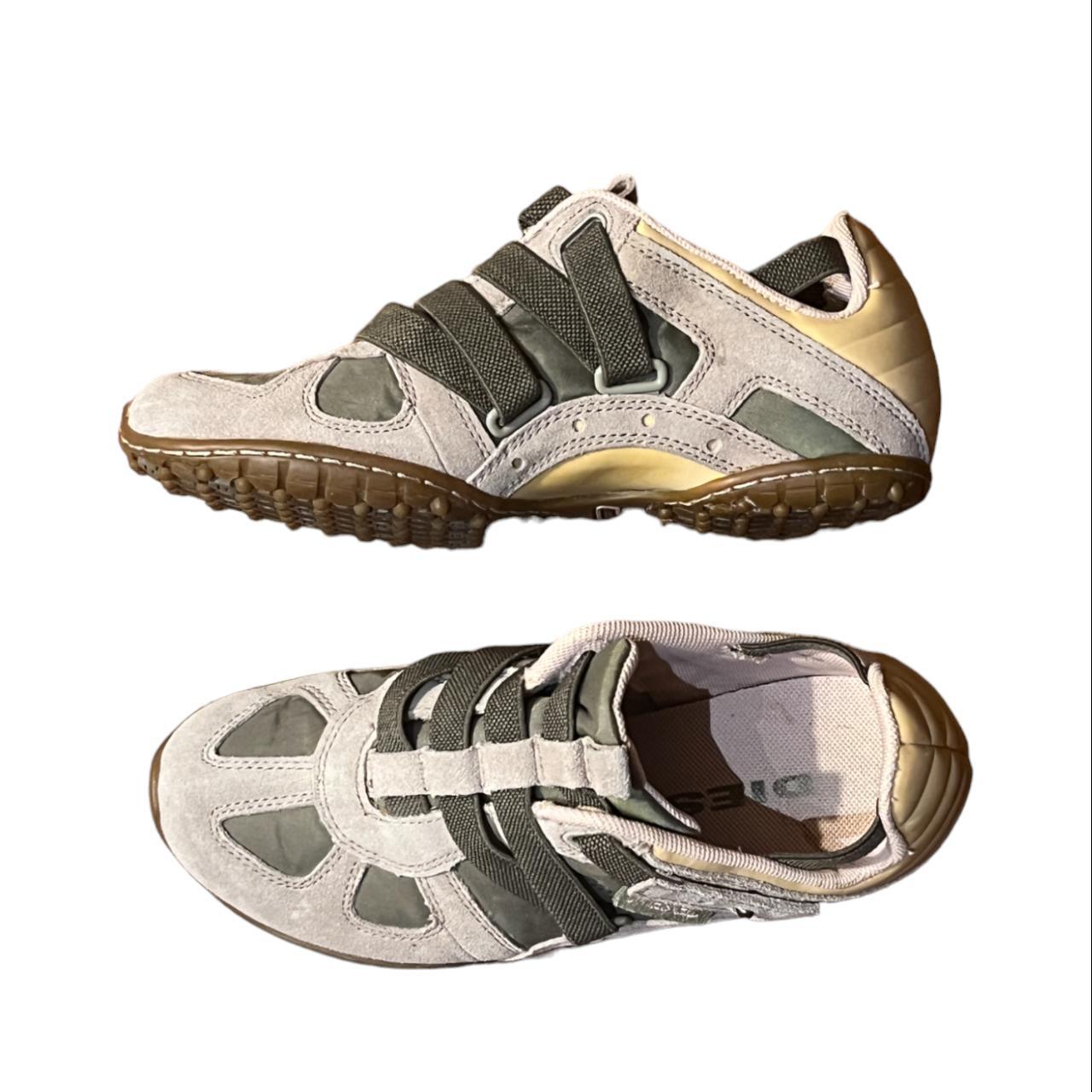 Vintage rare Diesel flat strapped leather trainers... - Depop