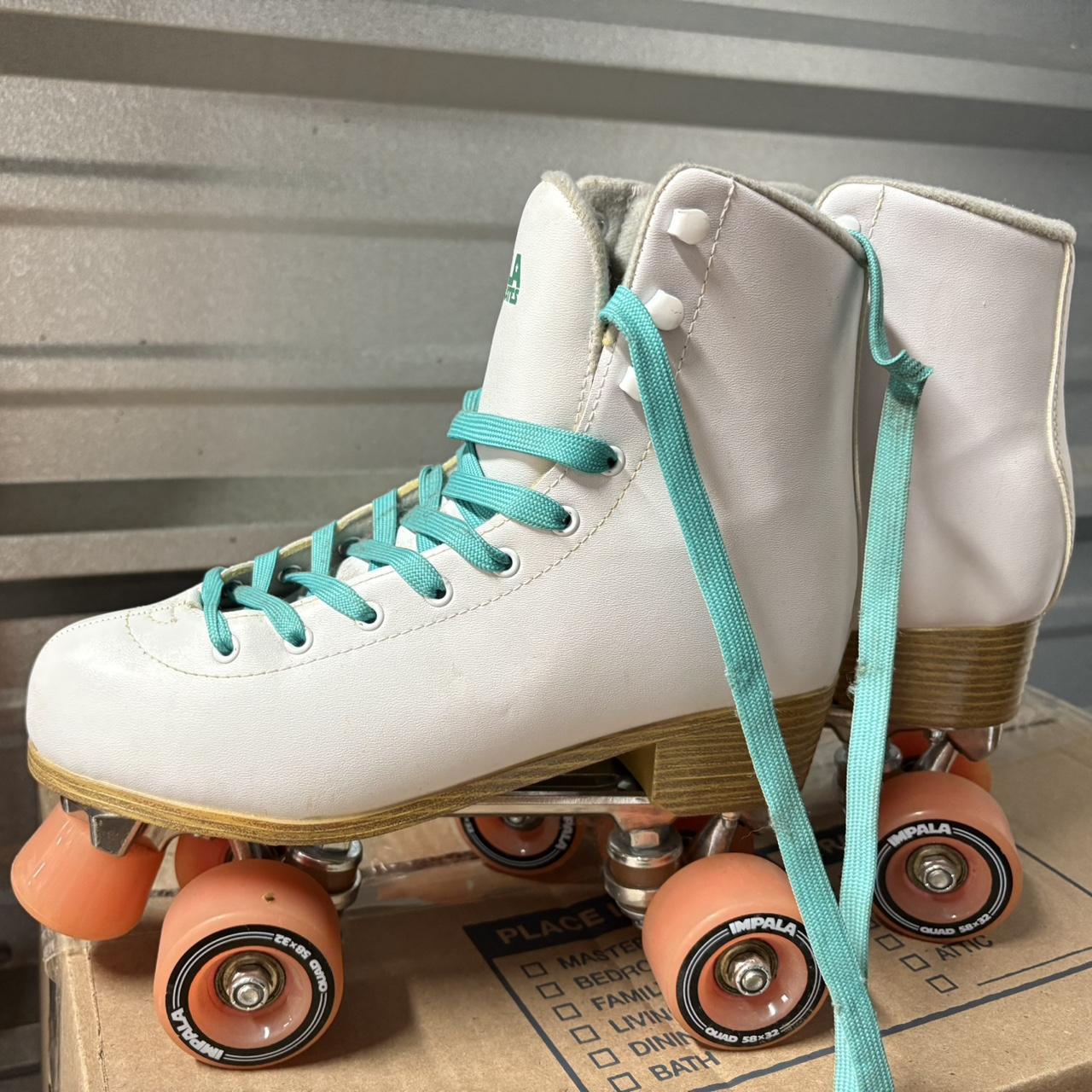 Impala white and blue roller skates Women’s 10... - Depop