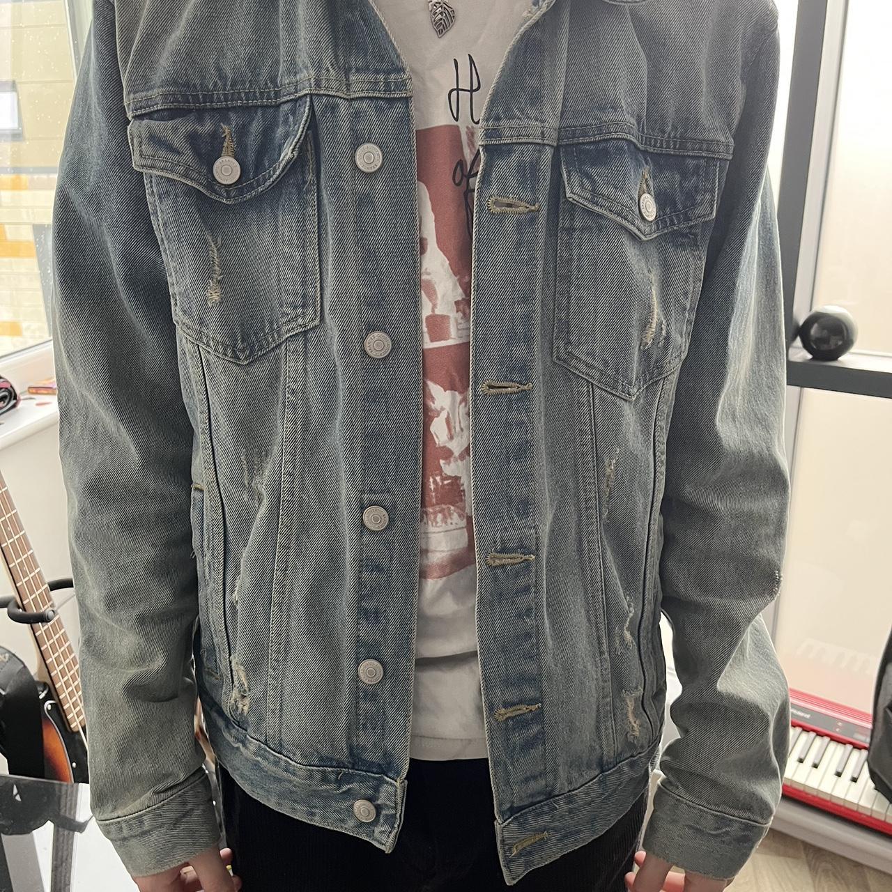 Peacocks Denim Jacket (Tampered Look) Size:... - Depop