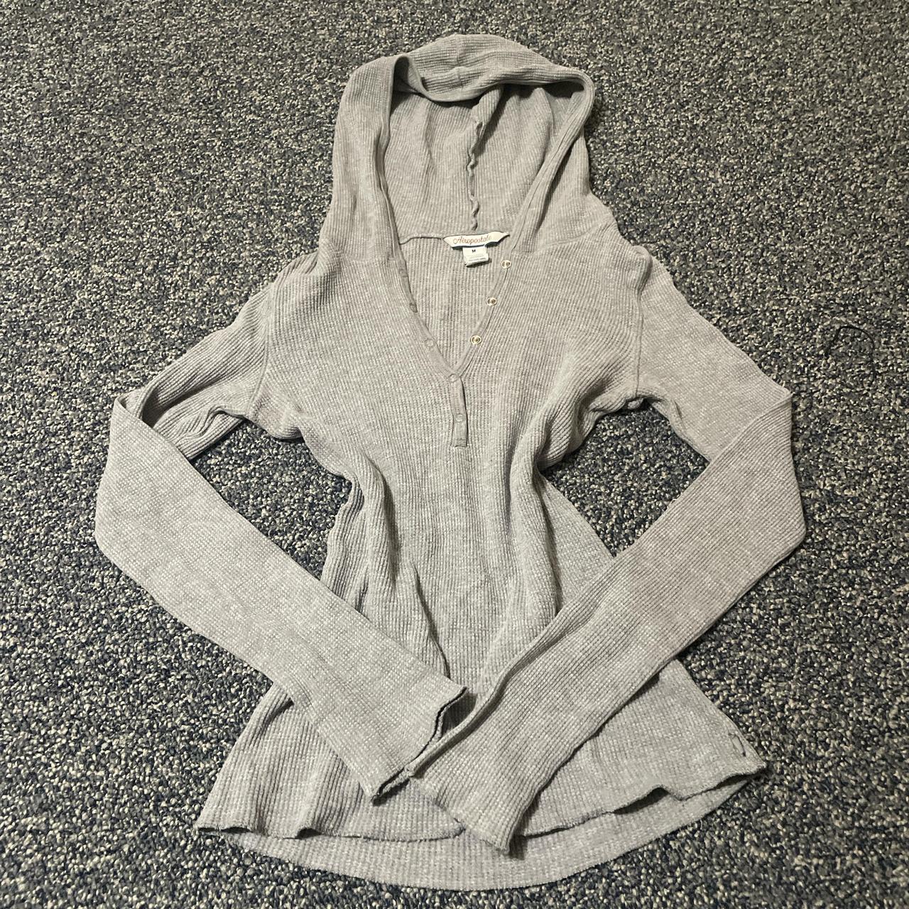 Vintage Aeropostale Henley Soft grey long sleeve... - Depop