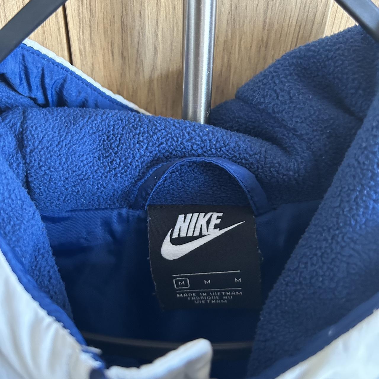 Men’s Medium Blue & White Nike Fleece Jacket with... - Depop