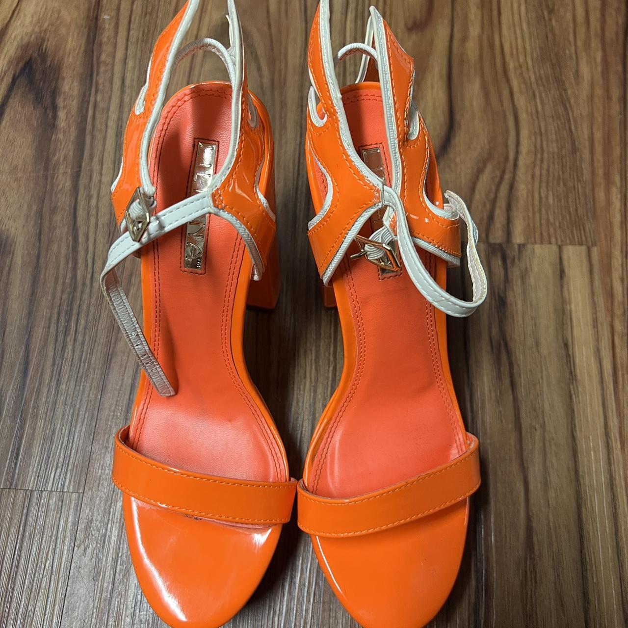 Flame heels Orange platforms Worn a few times... - Depop
