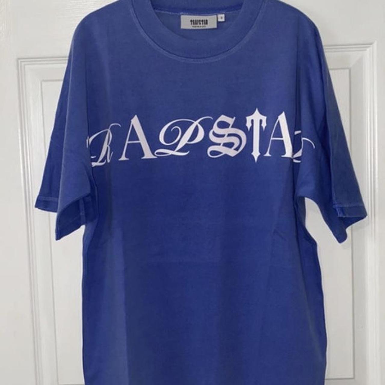 Trapstar Men's Blue and White T-shirt | Depop