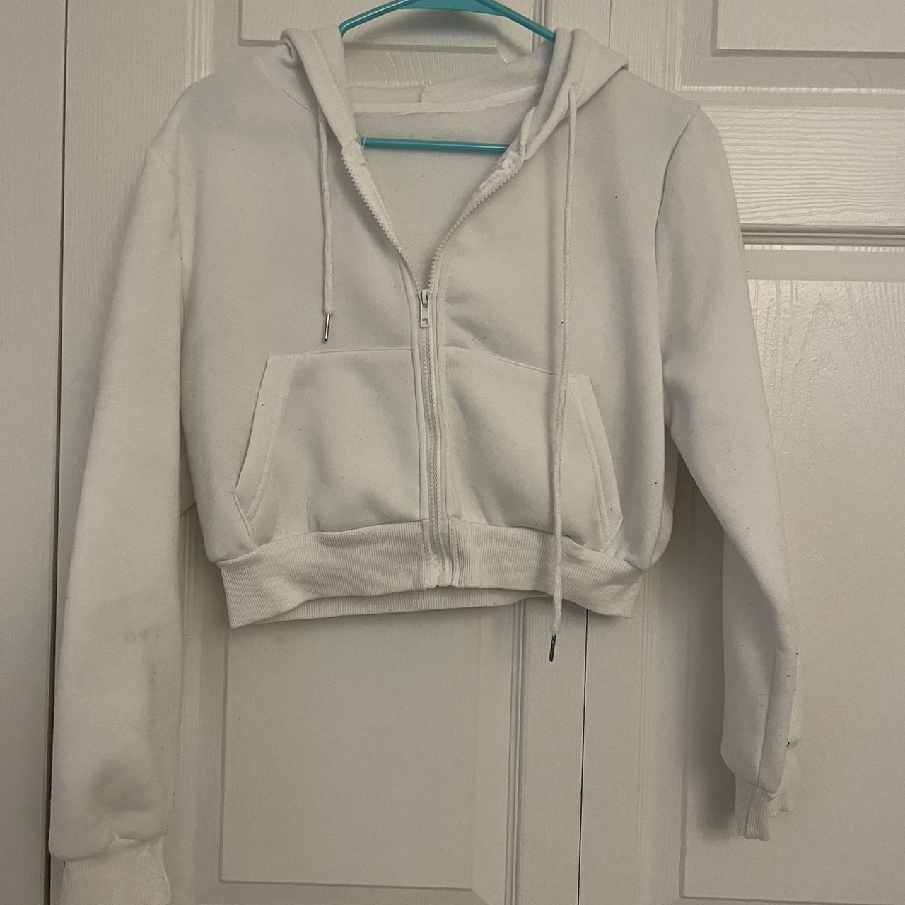 WOMENS WHITE CROPPED JACKET -size small - Depop