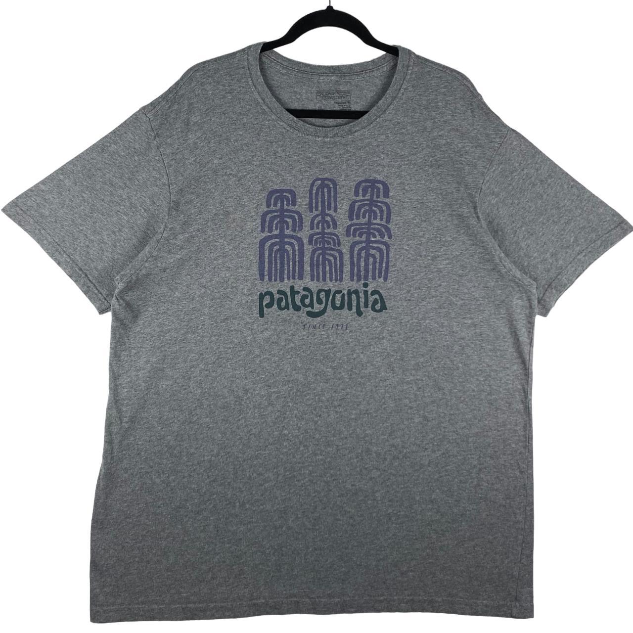 Vintage Patagonia 90's Grey USA Made Cotton Tee... - Depop