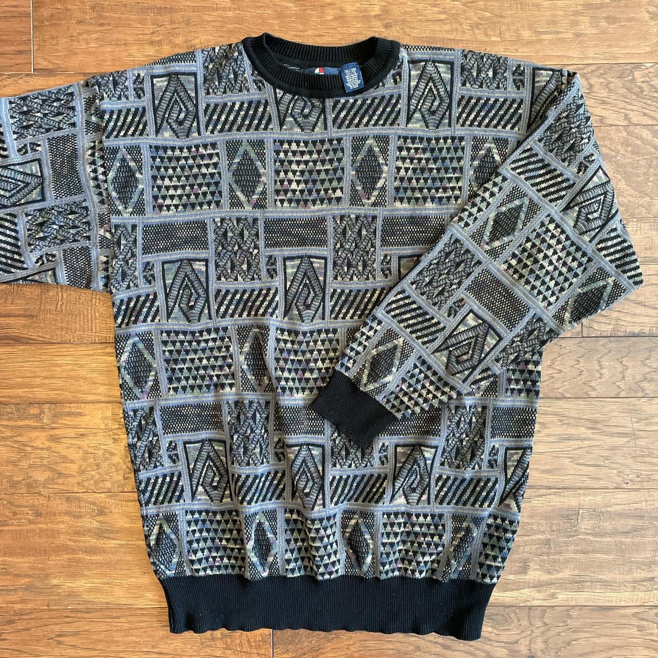 Enro vintage 90s coogi style pattern sweater Size... - Depop