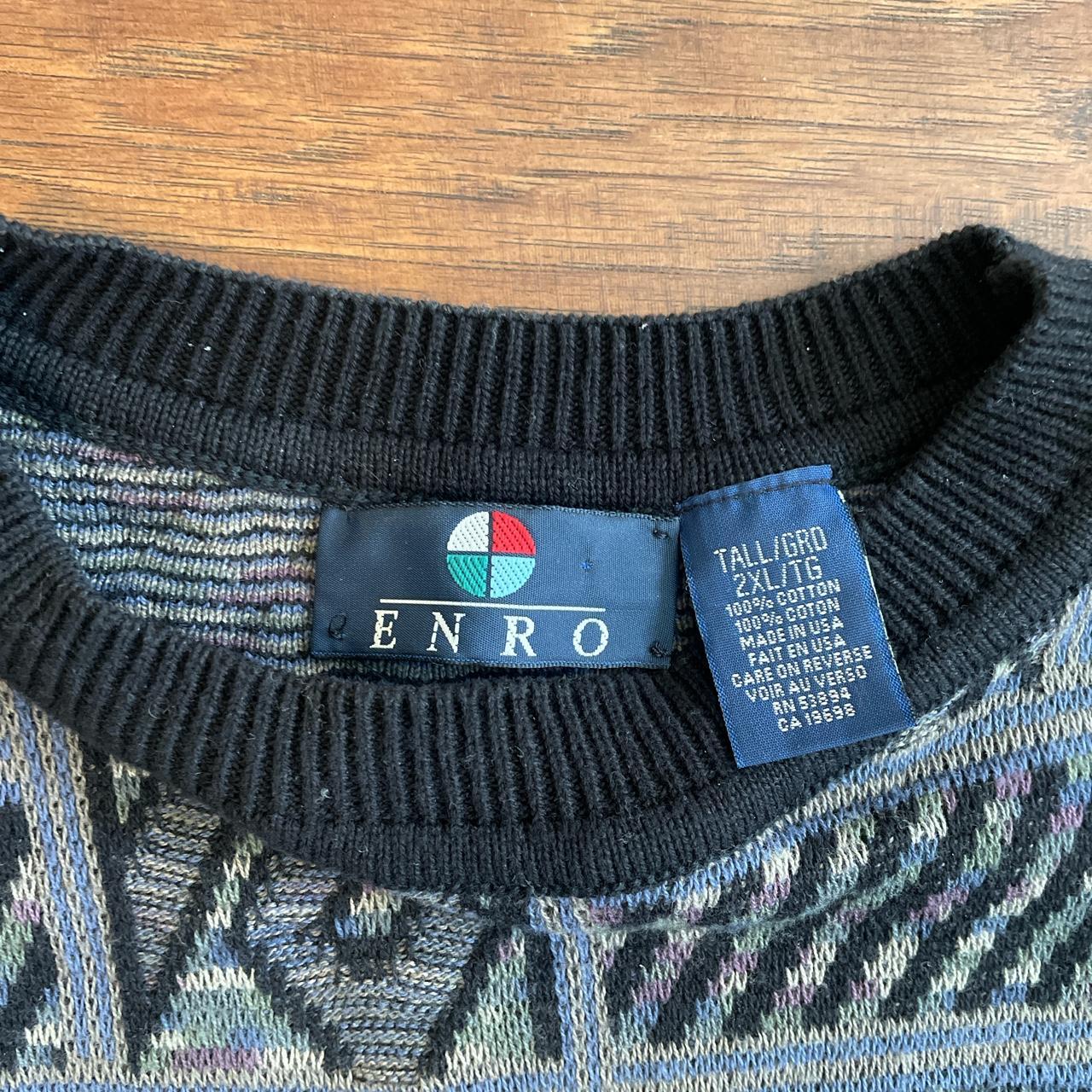 Enro vintage 90s coogi style pattern sweater Size... - Depop