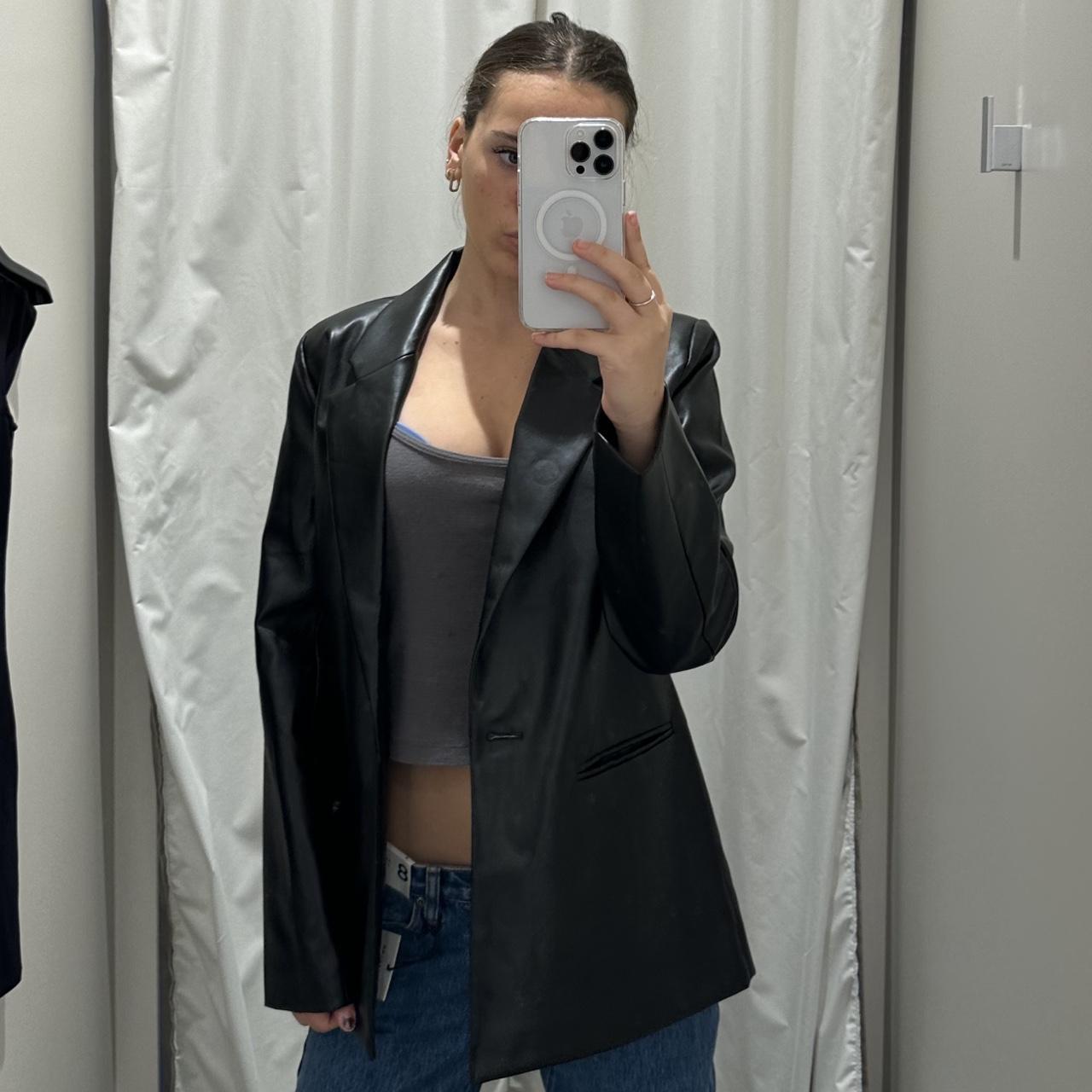 Glassons black leather blazer - Depop