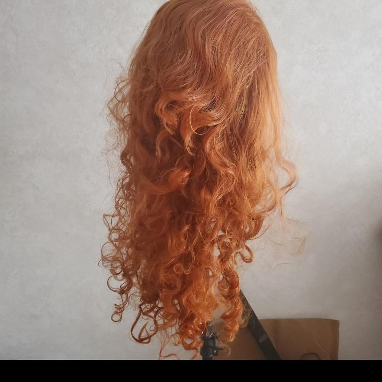Orange long curly cosplay wig • Worn once for Merida... - Depop