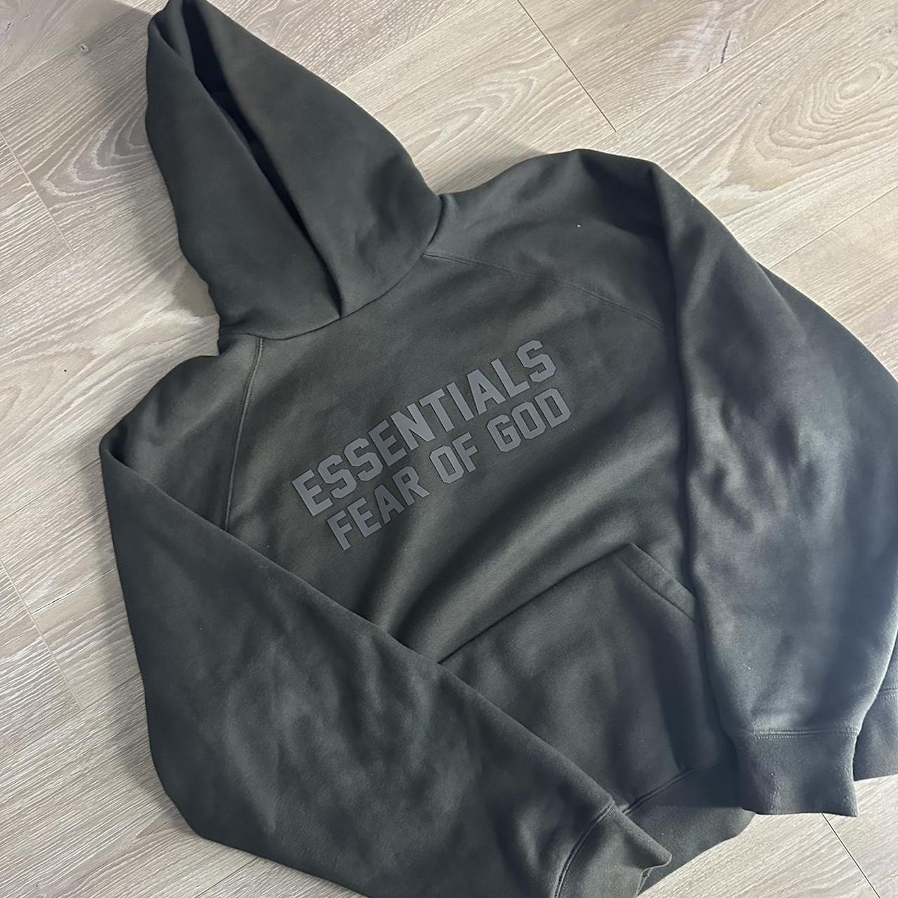 Fear of God Essentials off Black hoodie Size S can... - Depop