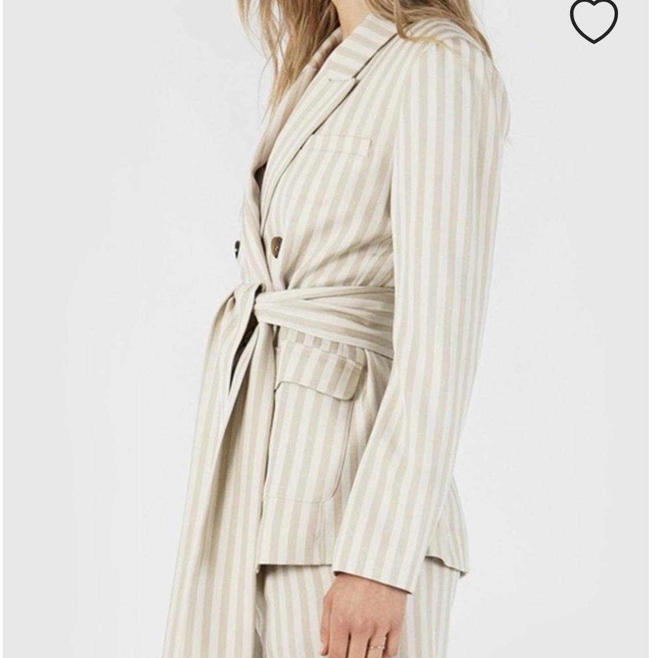 AMELIUS Cream Striped Cardinal Tie Blazer Like new,... - Depop