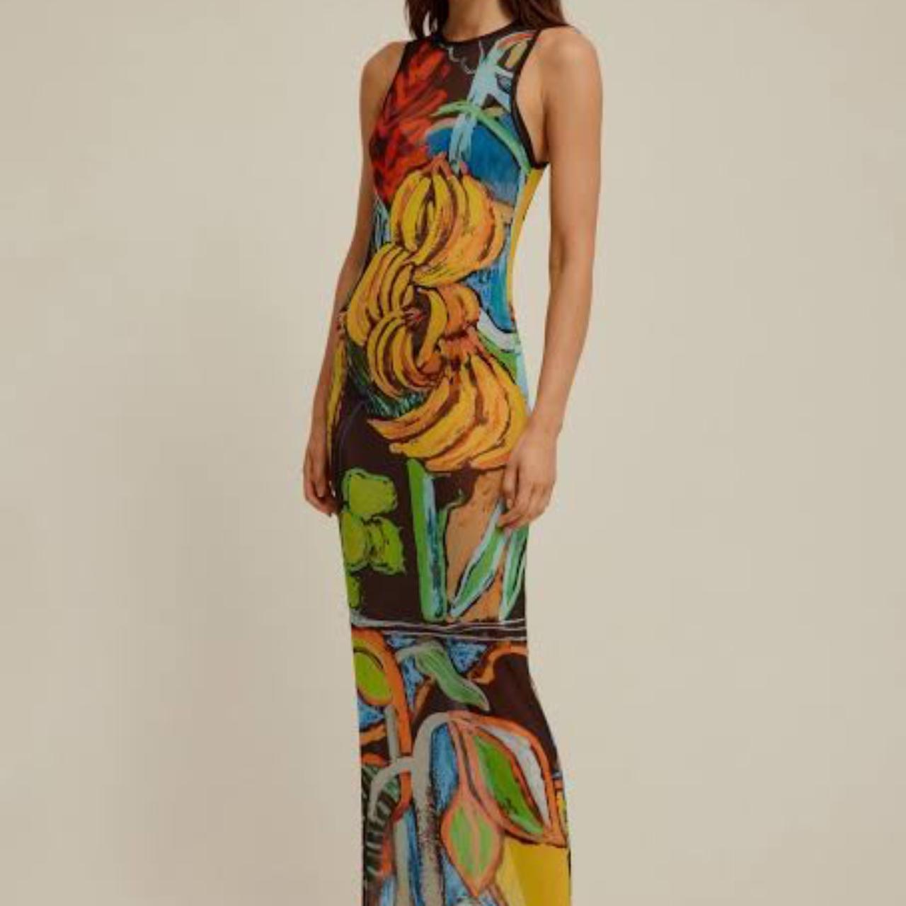 Venroy Mesh Tank Dress in print Jamaica Scene. Size... - Depop