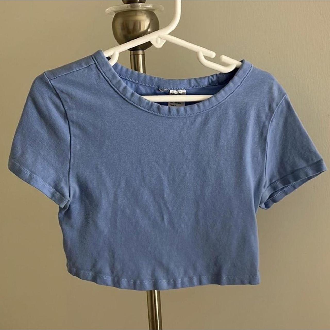 H&M Blue Baby Tee #babytee #blue #bluebabytee #y2k - Depop