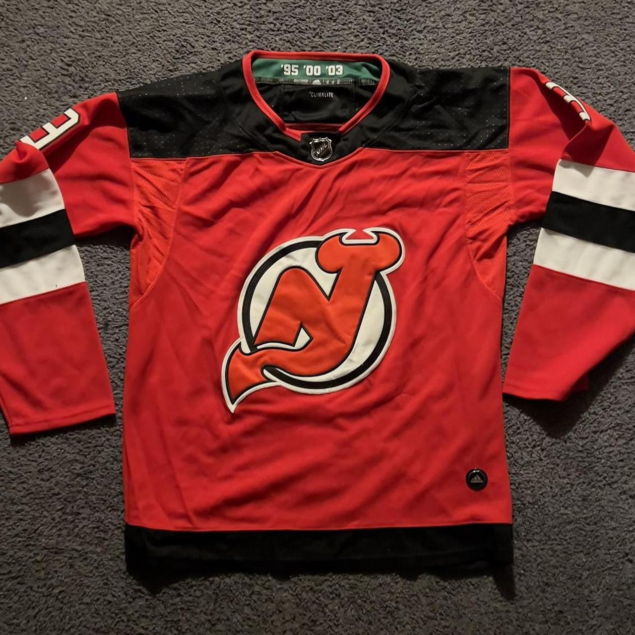 New Jersey Devils red and black hockey jersey | Depop