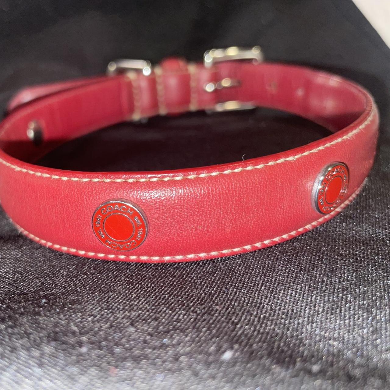 SUPER COOL Red Leather Coach Dog Collar with Coach... - Depop