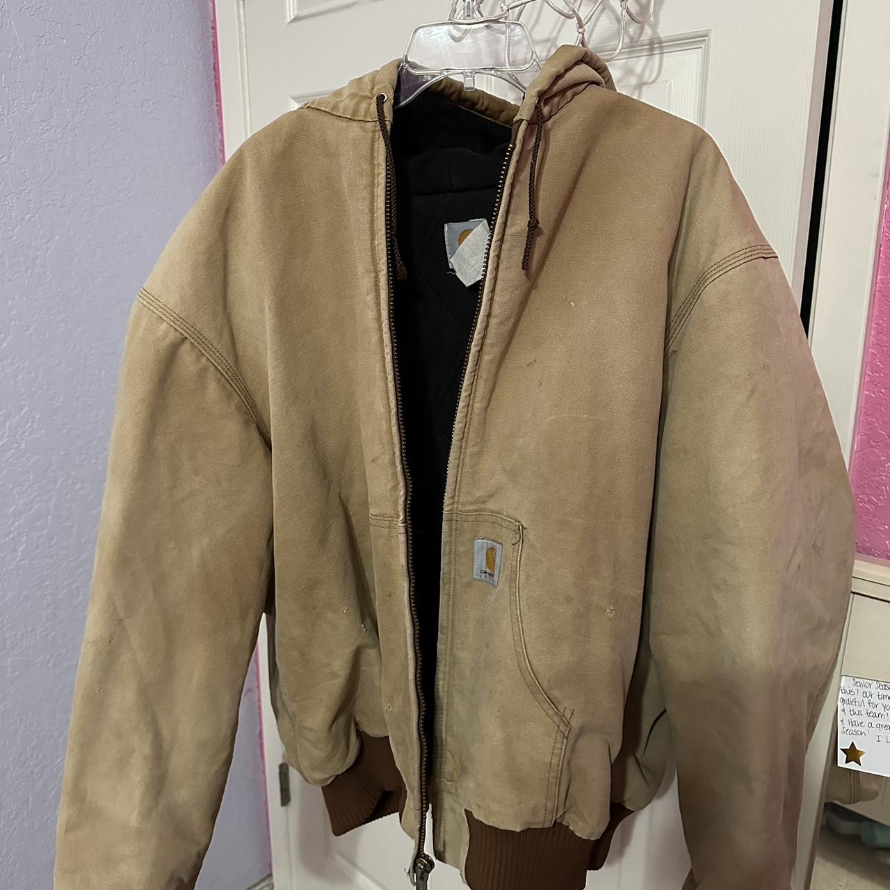 Carhartt active jacket Faded tan canvas workwear... - Depop
