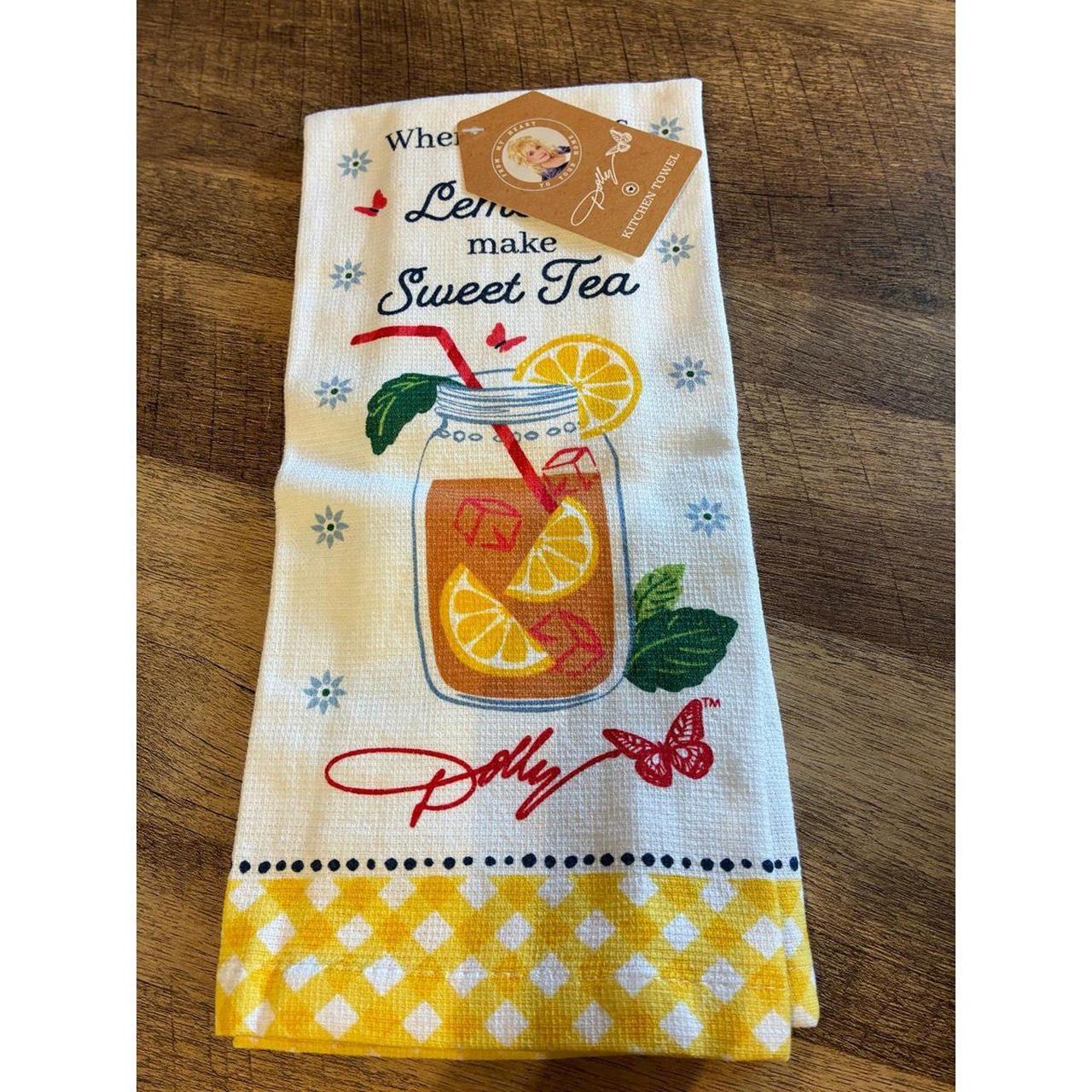 Dolly Parton Sweet Tea Pattern Kitchen Towel (Brand... | Depop