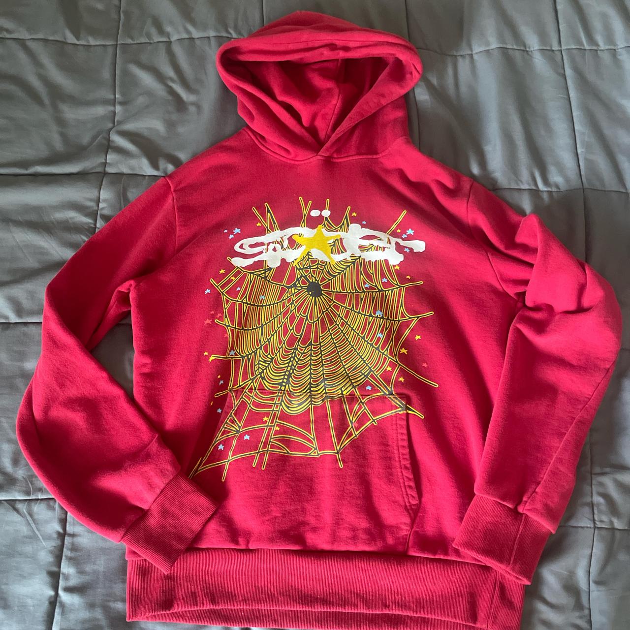 Red Sp5der Hoodie Large - Depop