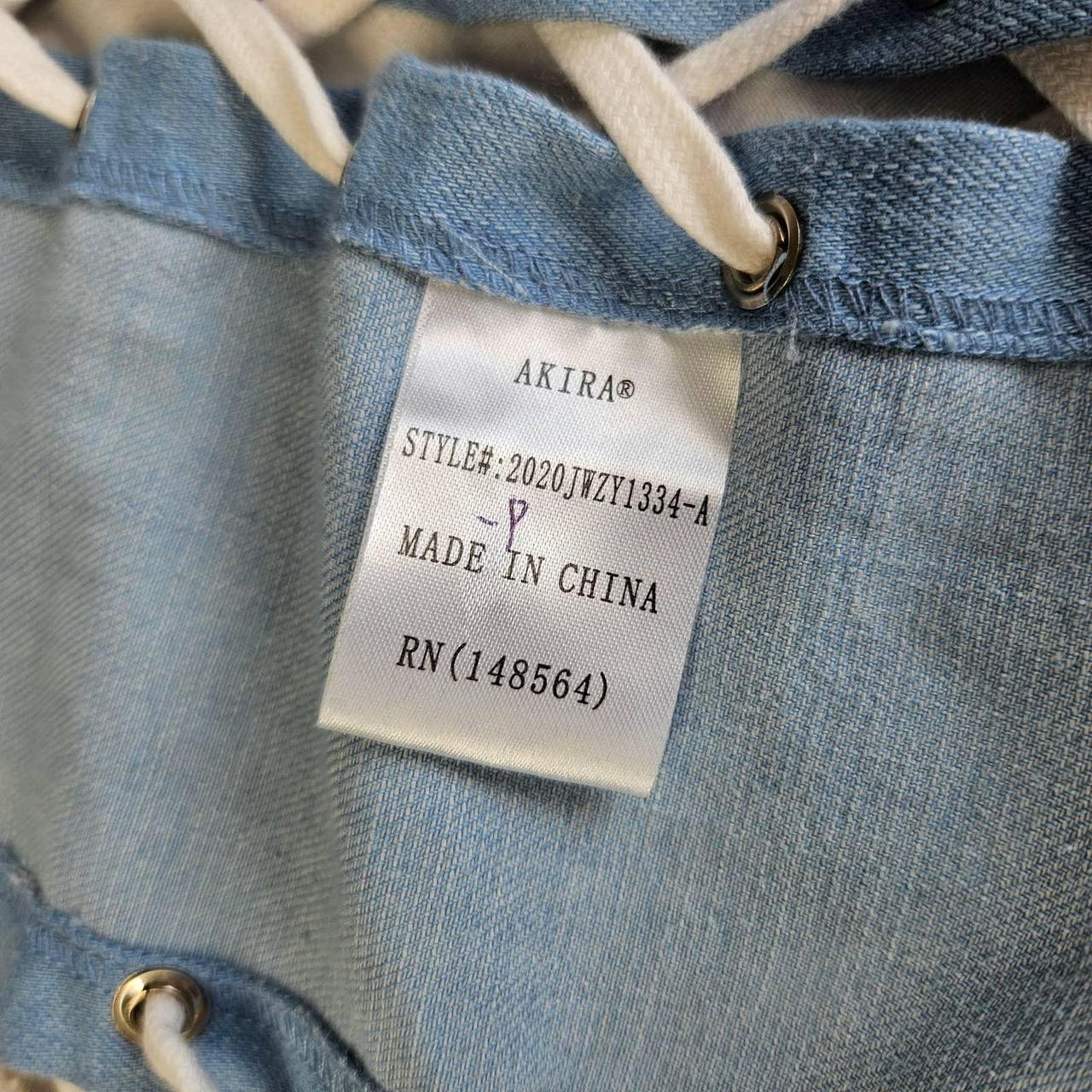 AKIRA Tie Me Up Laced Denim Corset Size: 2XL Color:... - Depop