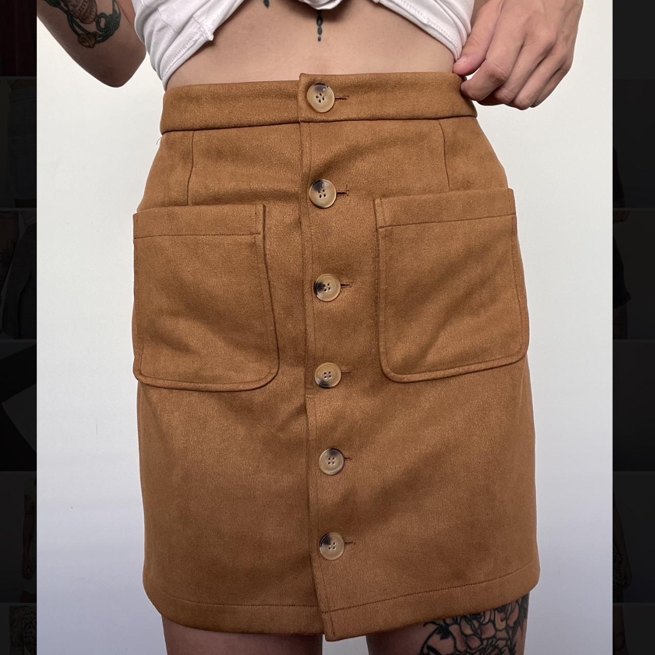 Brown button up skirt store