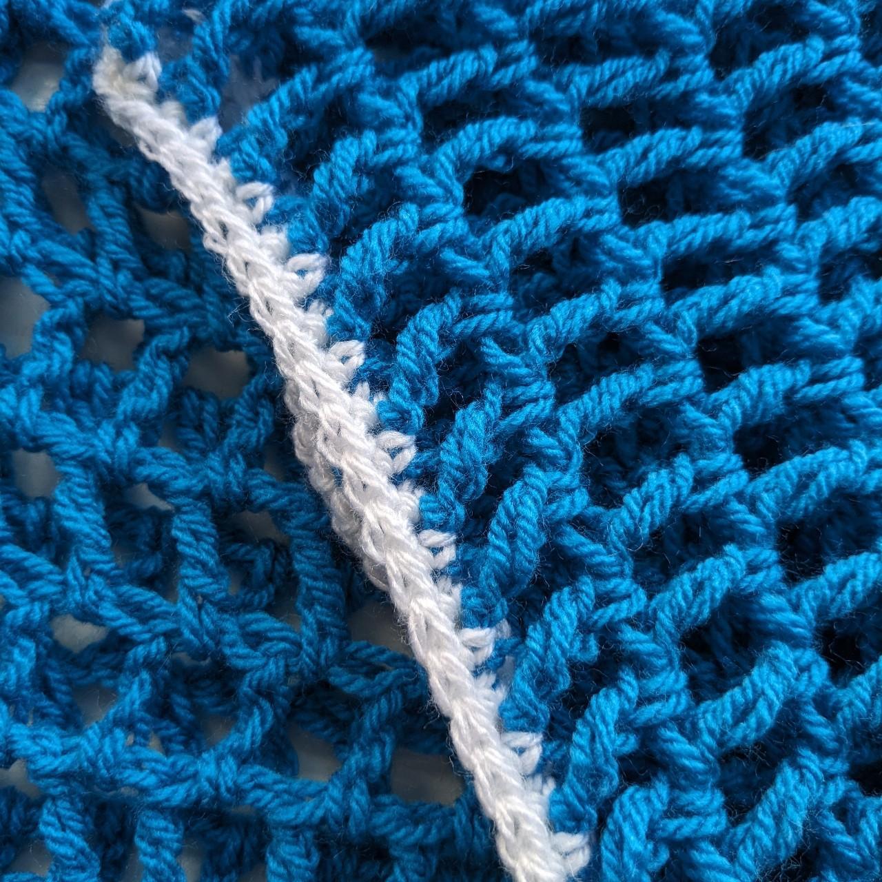 handmade bright blue baggy mesh top featuring a wide... - Depop