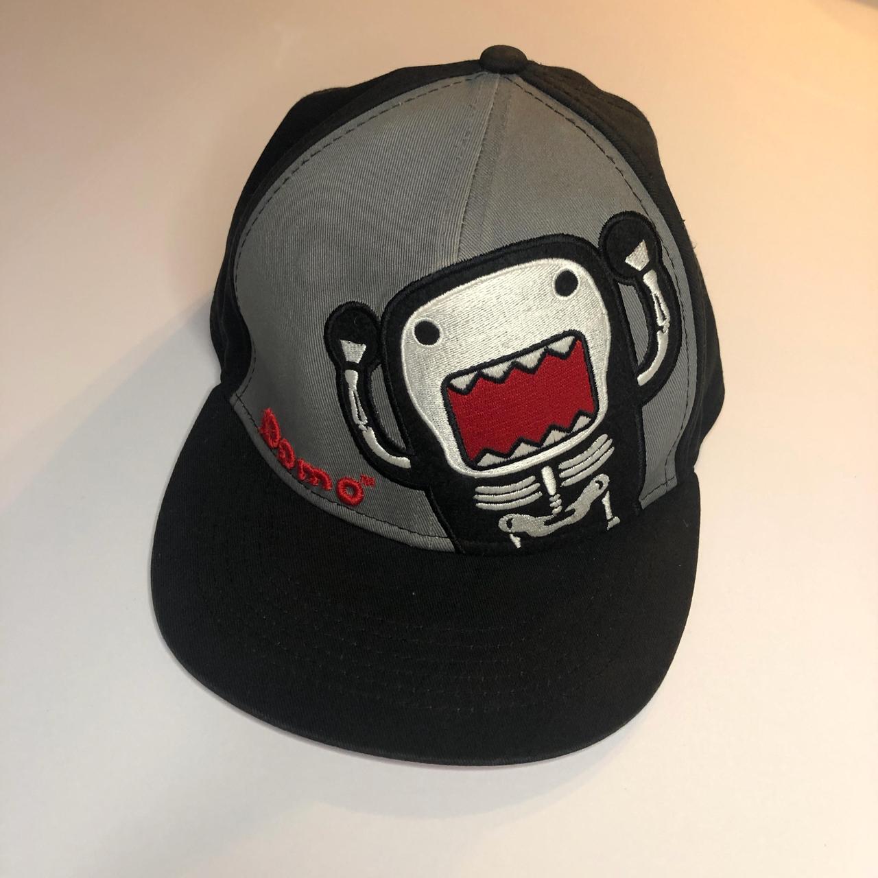 *rare* Black and Gray Skeleton Domo Snapback... - Depop