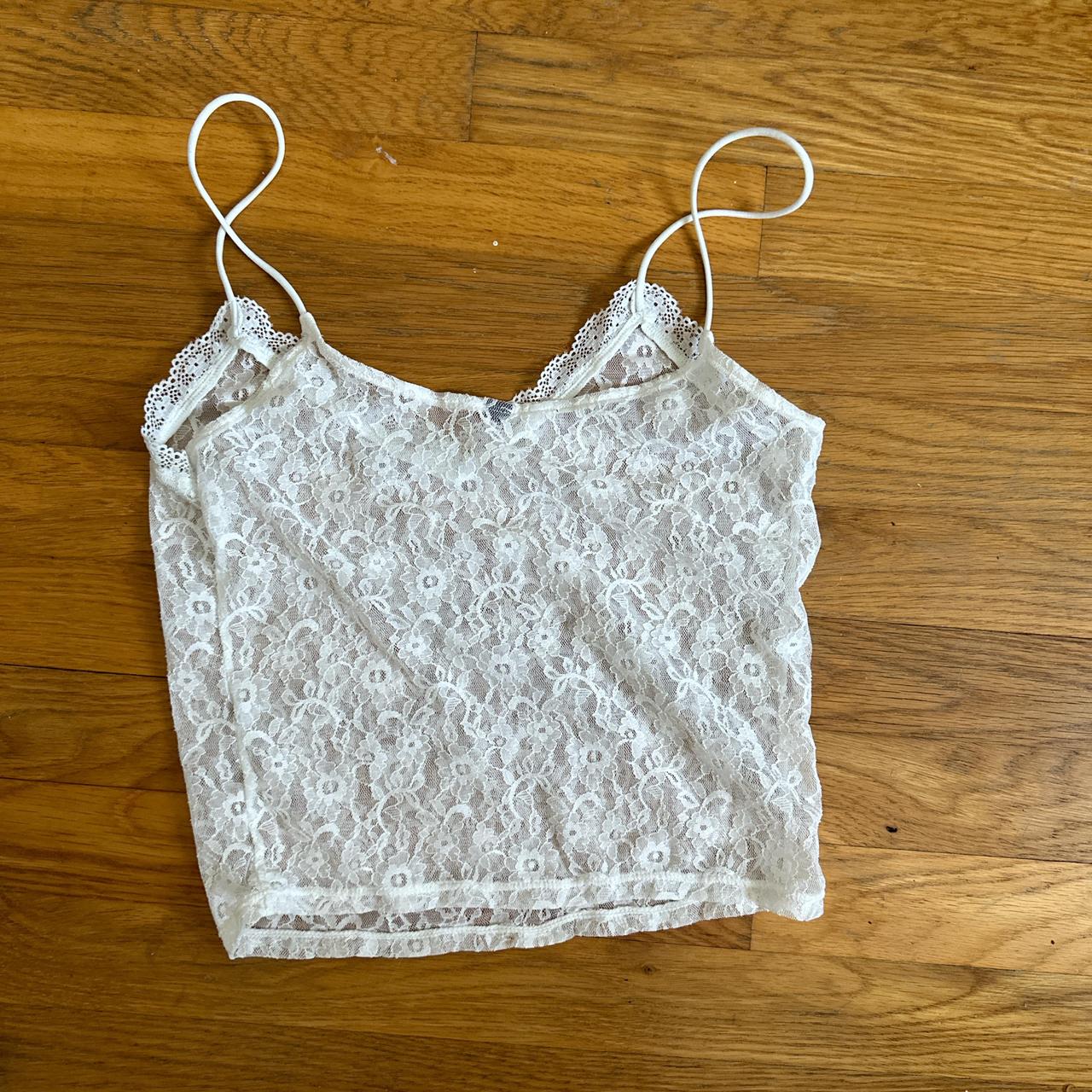 small white lace tank - Depop