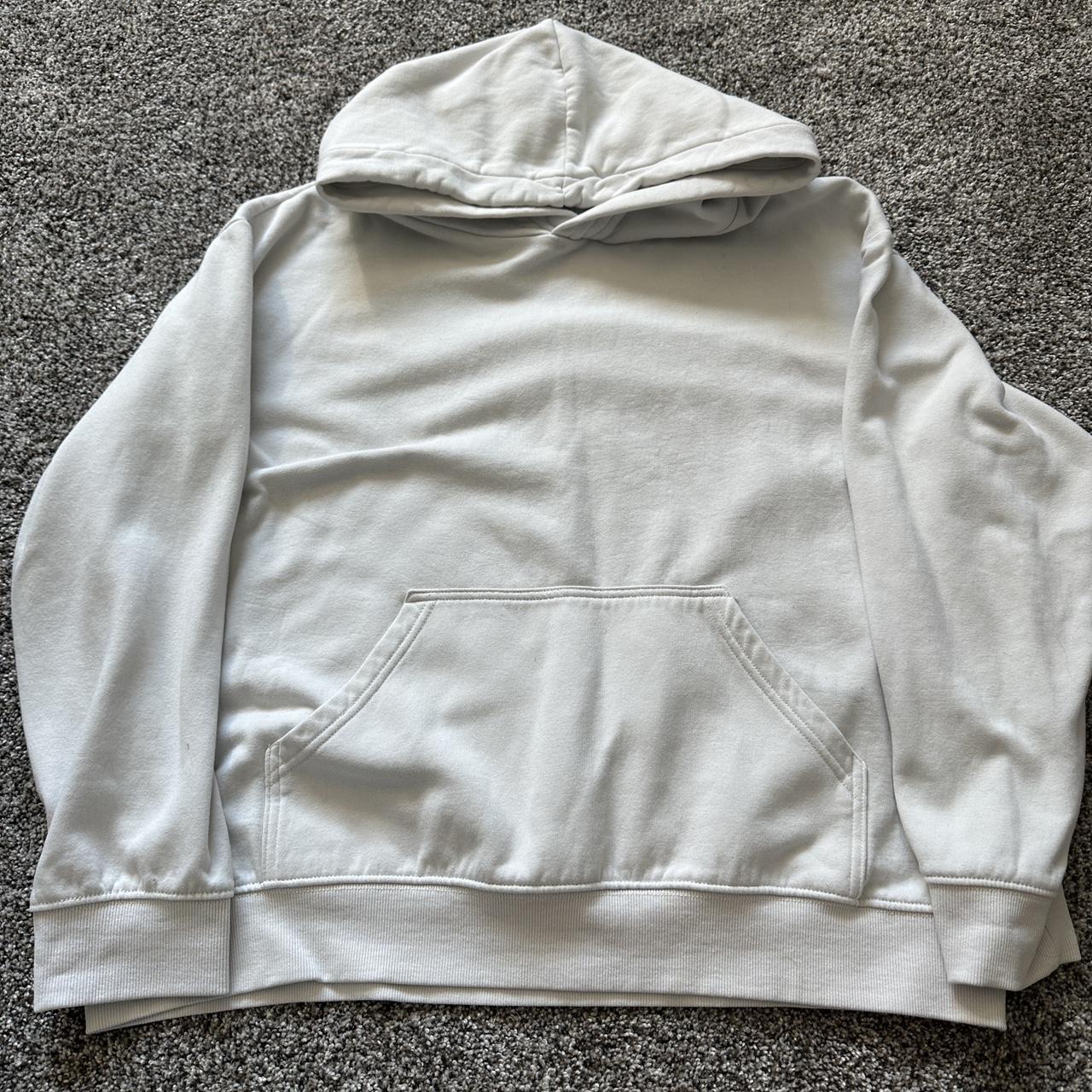 h&m basic white hoodie size large - stains on front... - Depop