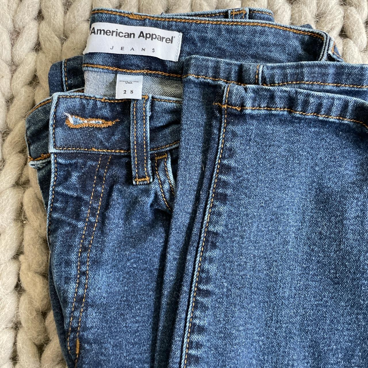 american apparel super high rise jeans w stretch - Depop