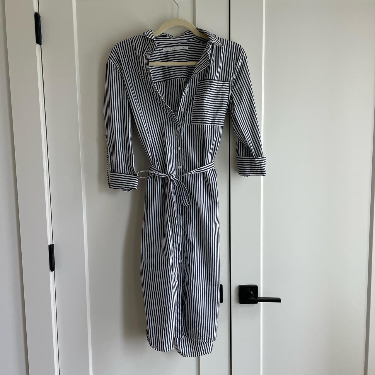 shirt dress with waist tie - Depop