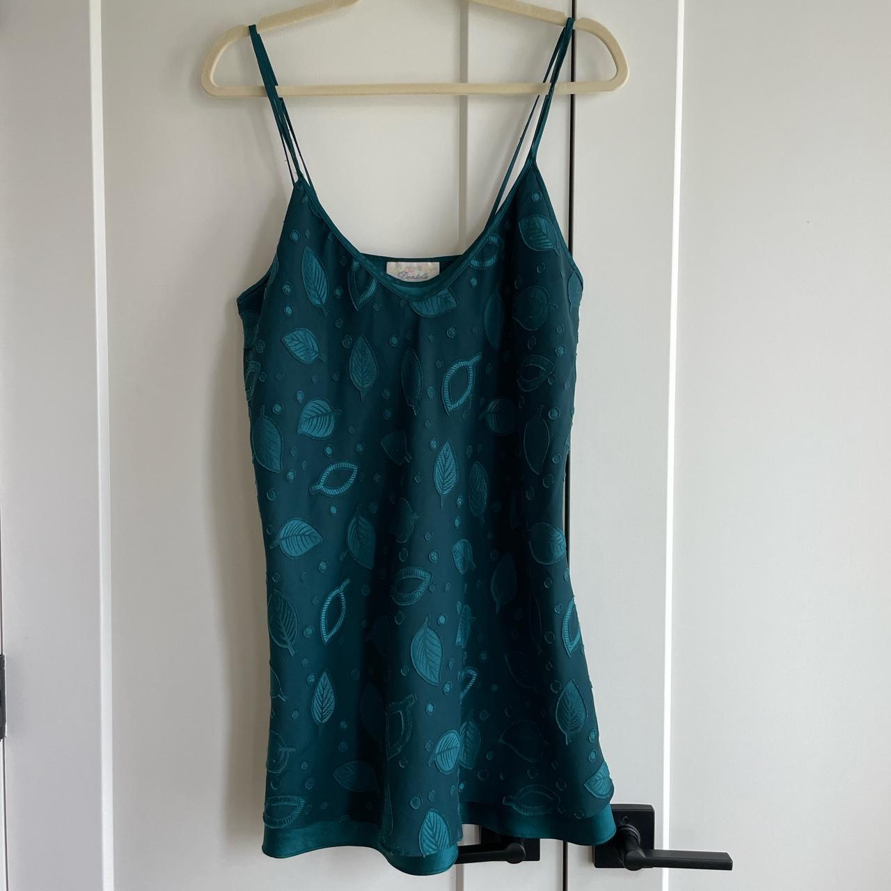 VTG green/blue slip dress… looks a bit blue in... - Depop